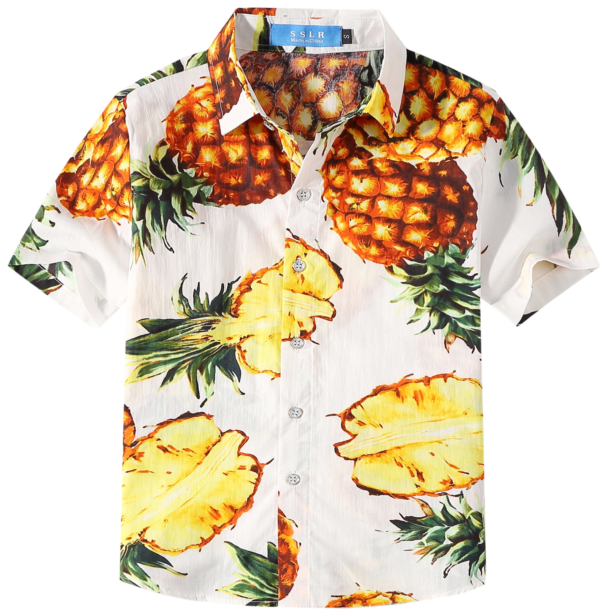 SSLR Big Boys Hawaiian Shirt 100% Cotton Short Sleeve Casual Button ...