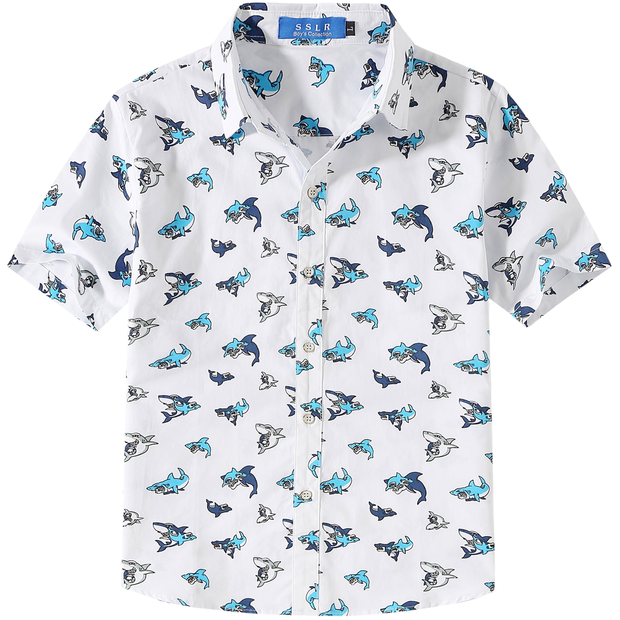 SSLR Big Boys Hawaiian Shirt 100% Cotton Short Sleeve Casual Button Down Shirts - Walmart.com