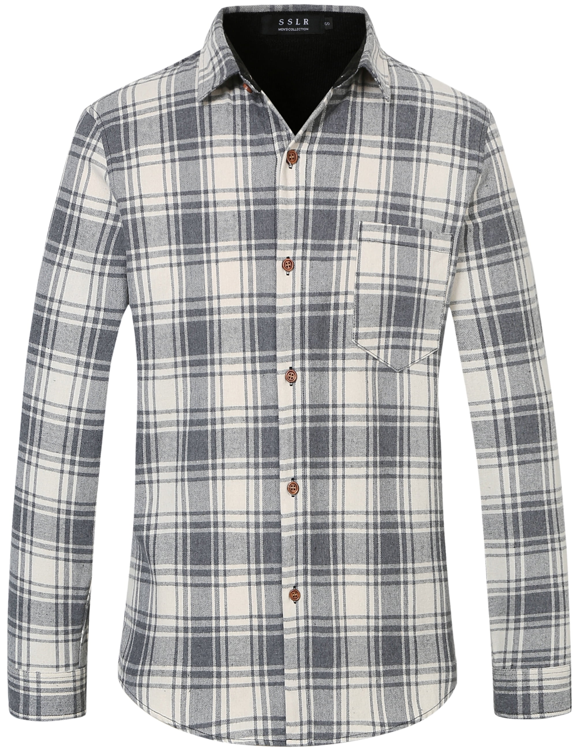 SSLR Men's Winter Fleece Lightweight Flannel Shirt, Long Sleeve Button ...