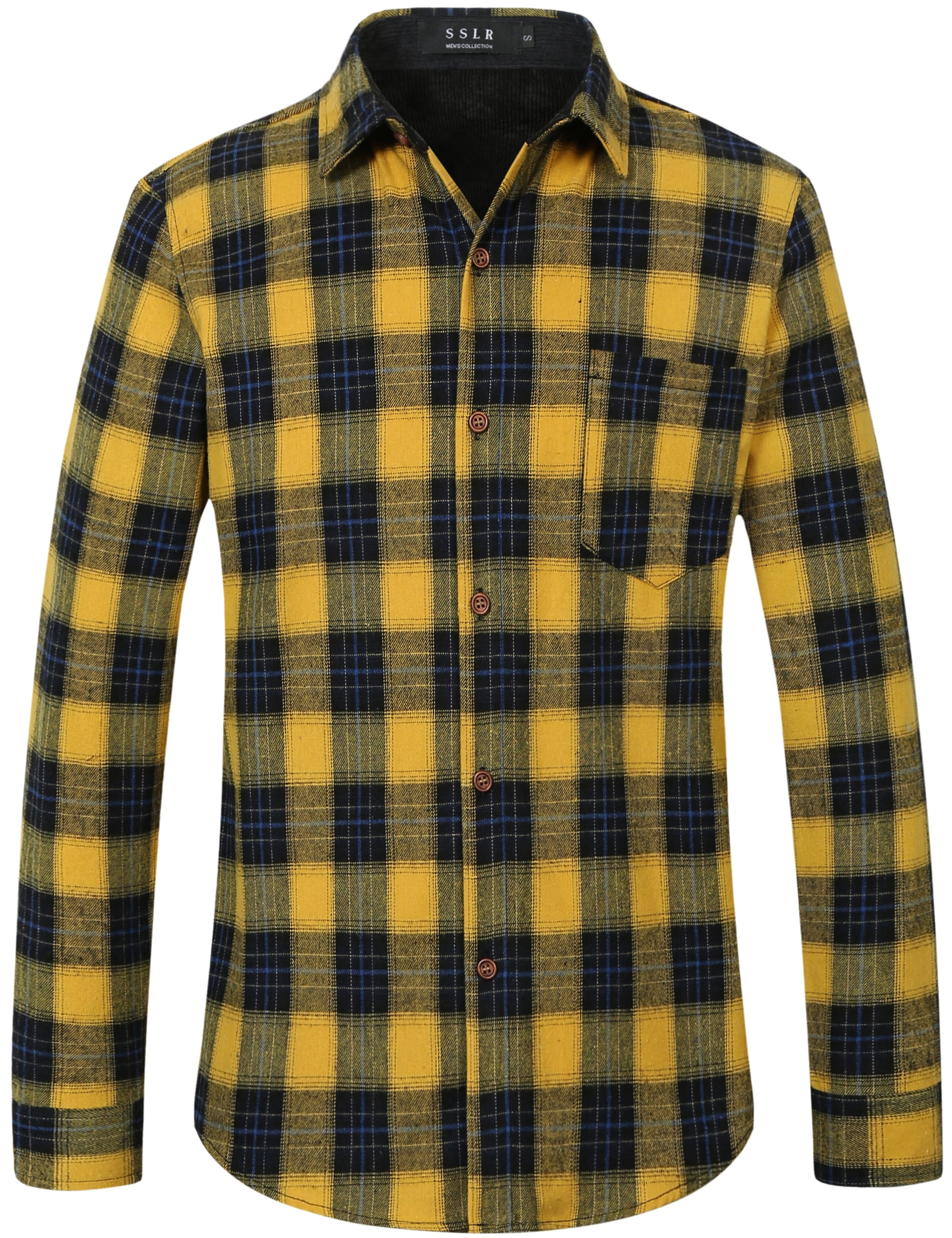 SSLR Men's Plaid Flannel Shirt, Long Sleeve, Button Down, Casual Jacket ...