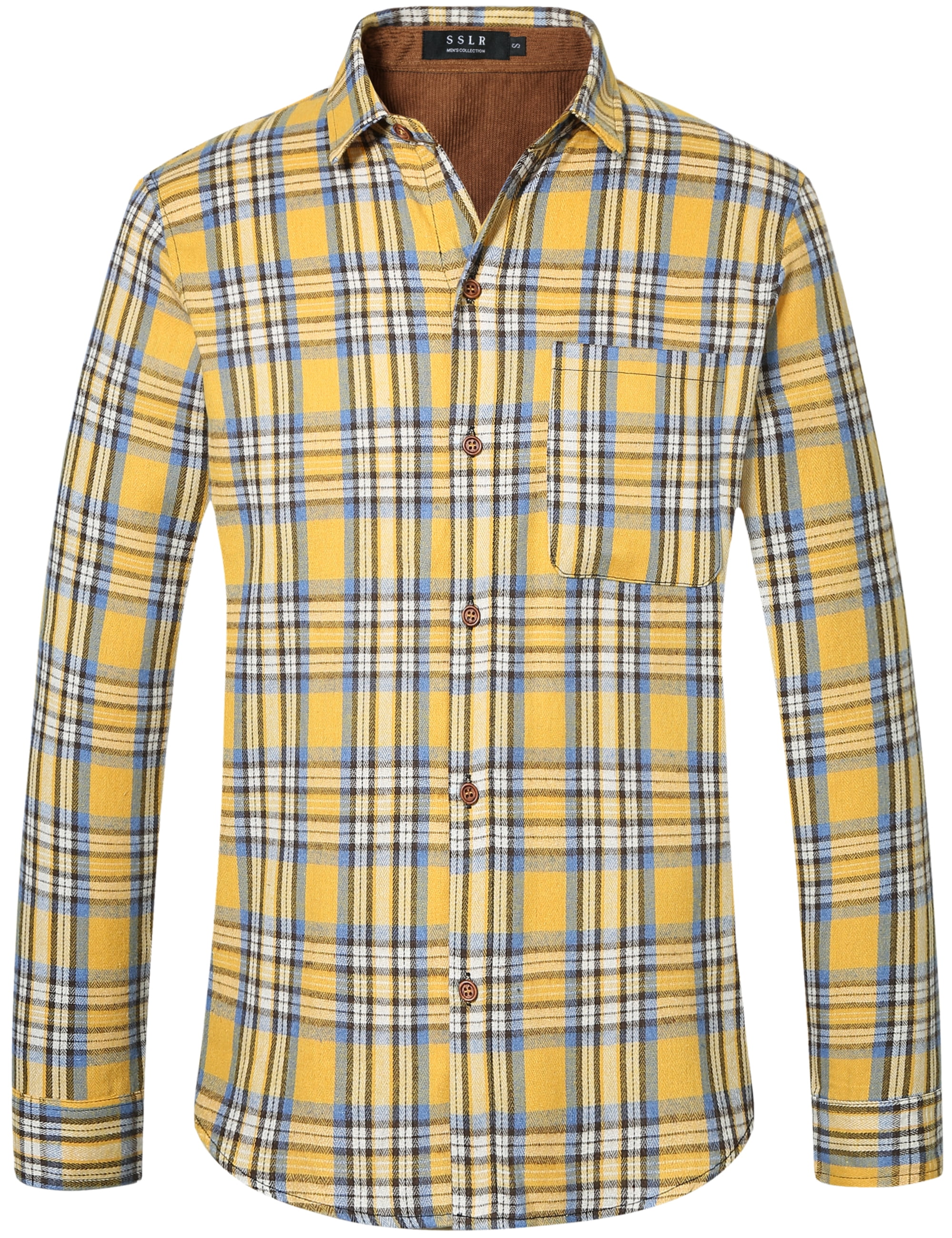 SSLR Men's Plaid Flannel Shirt, Long Sleeve Button Down, Casual Jacket ...