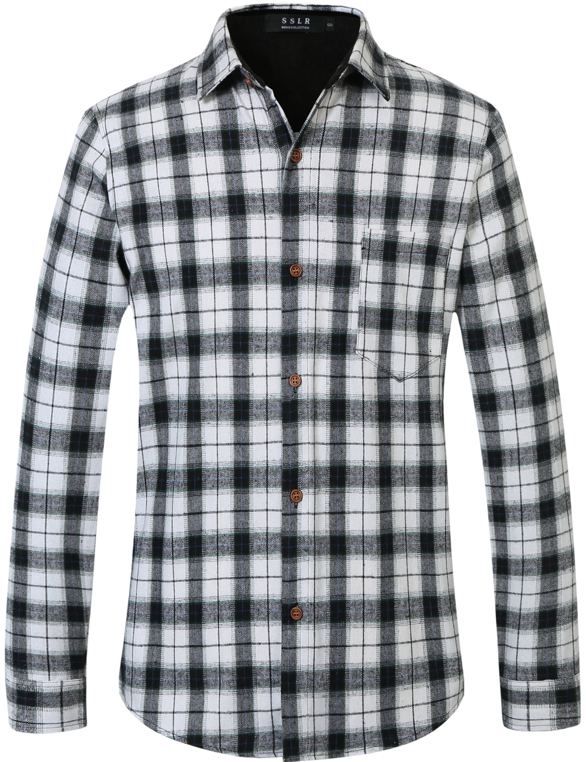 SSLR Flannel Shirt for Men Long Sleeve Button Down Shirt Plaid Casual ...