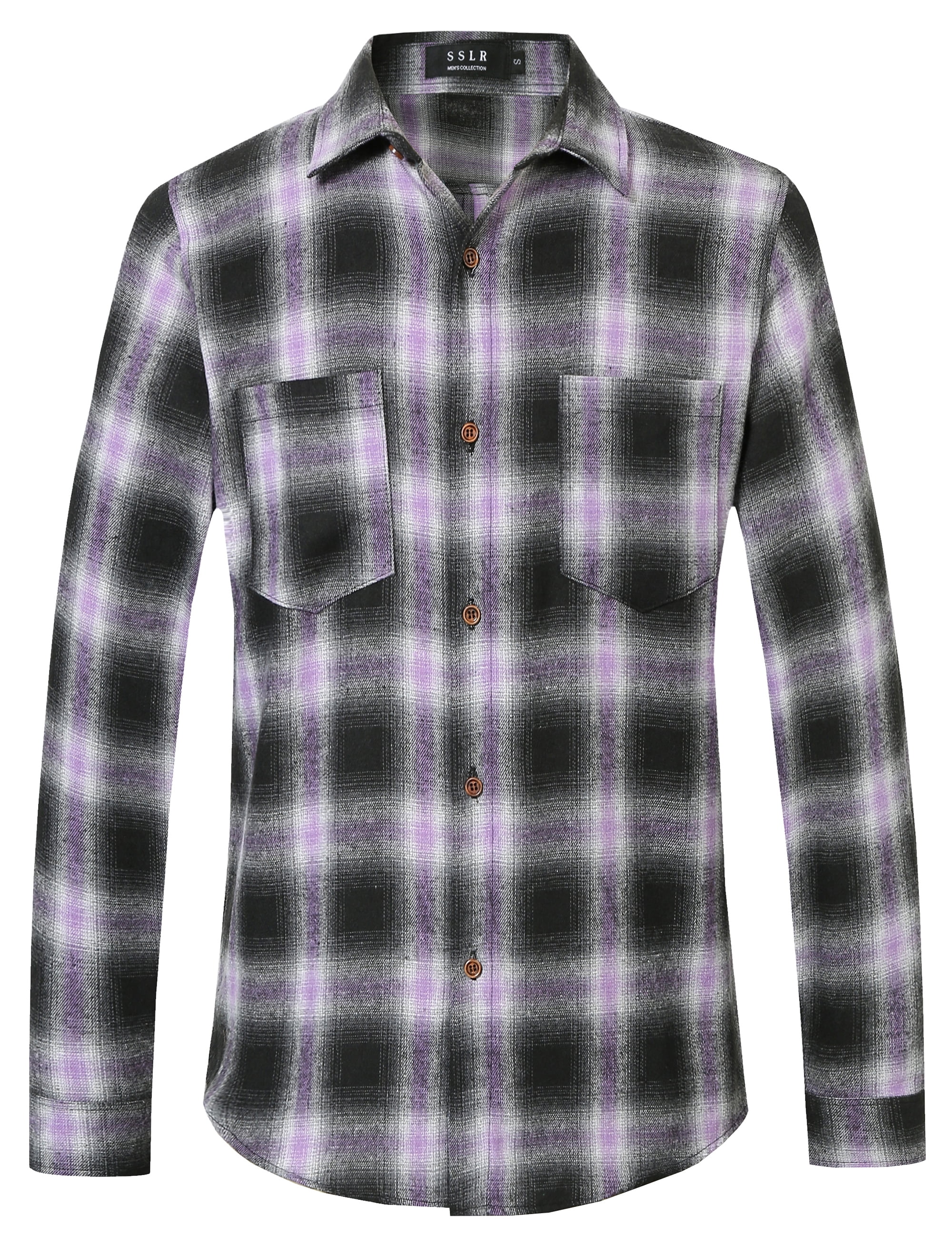 SSLR Men's Soft Flannel Long Sleeve Button Down Plaid Shirt, Lightweight Casual - Walmart.com