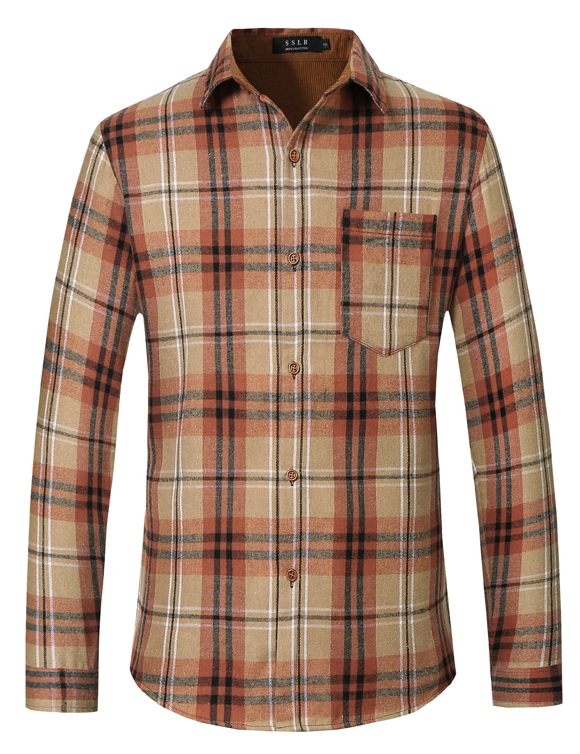 SSLR Flannel Shirts for Men, Long Sleeve Button Down Shirt Lightweight ...