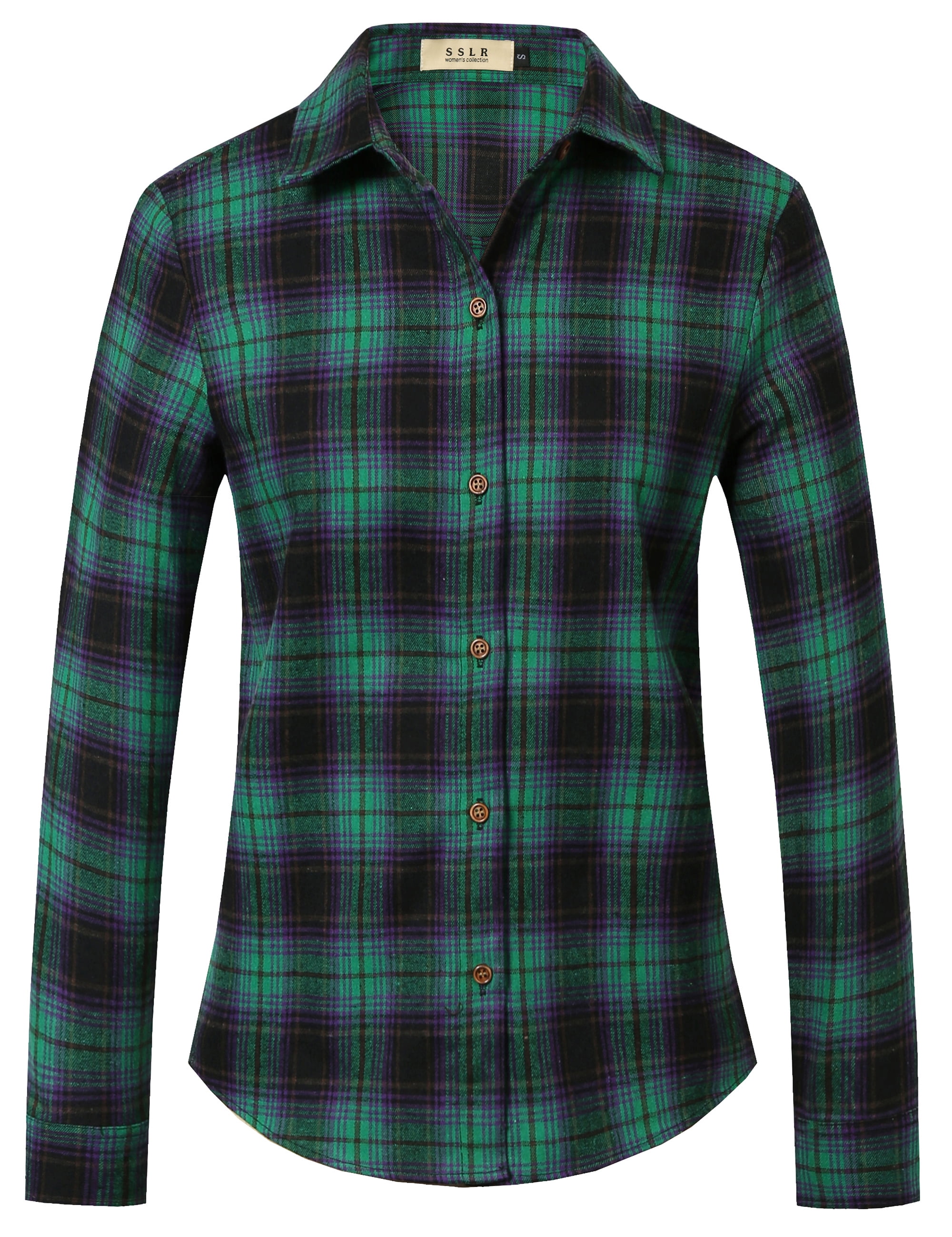 SSLR Flannel Shirts for Women Long Sleeve Button Down Shirts Plaid ...