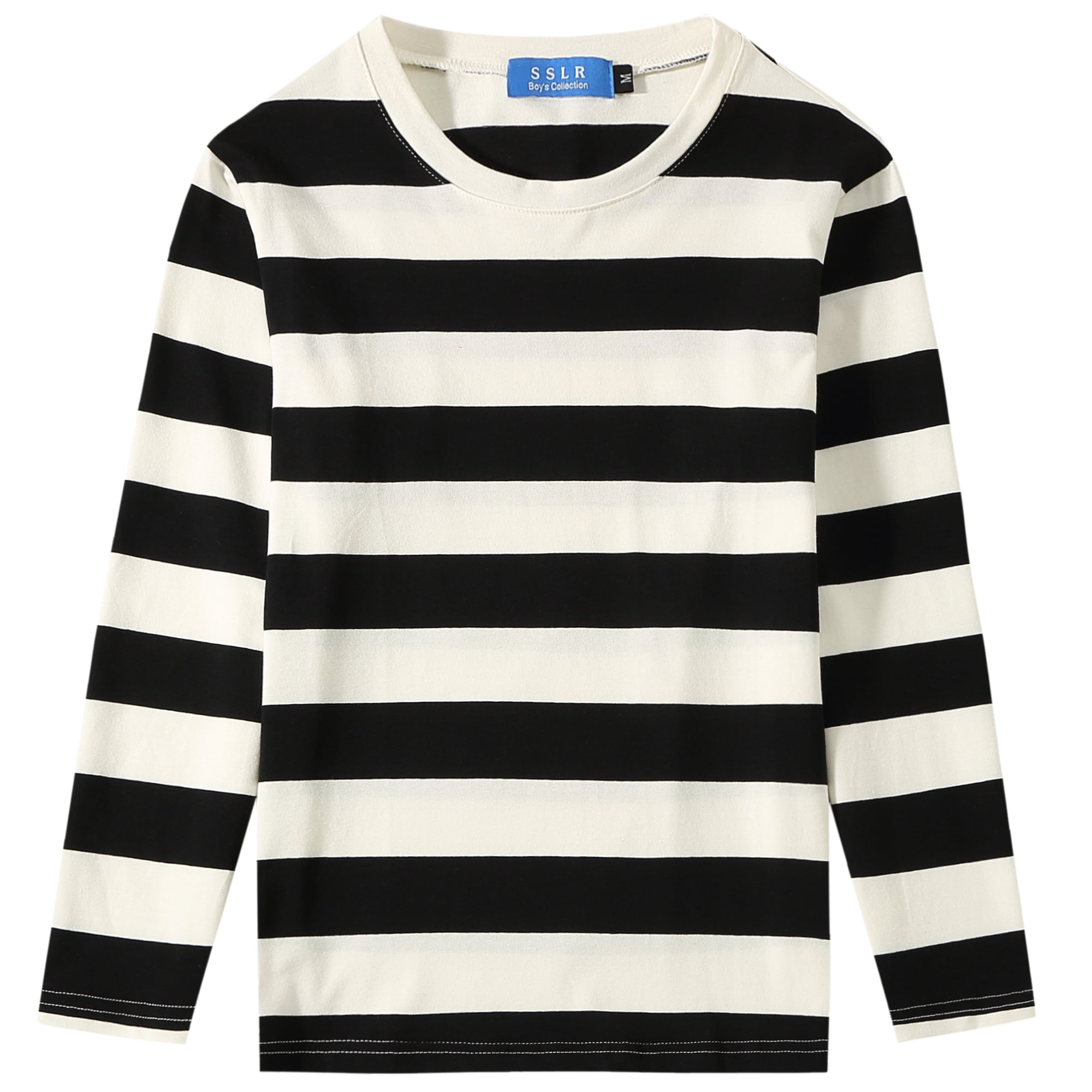 SSLR Long Sleeve Shirts for Big Boys Striped T Shirt Crew Neck Cotton Lightweight Causal Tshirts ...