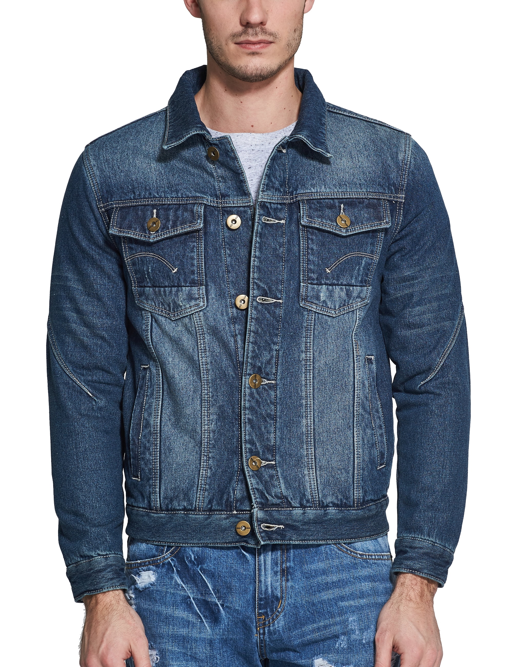 SSLR Men's Fleece Lined Denim Trucker Jacket Warm Denim Coat - Walmart.com