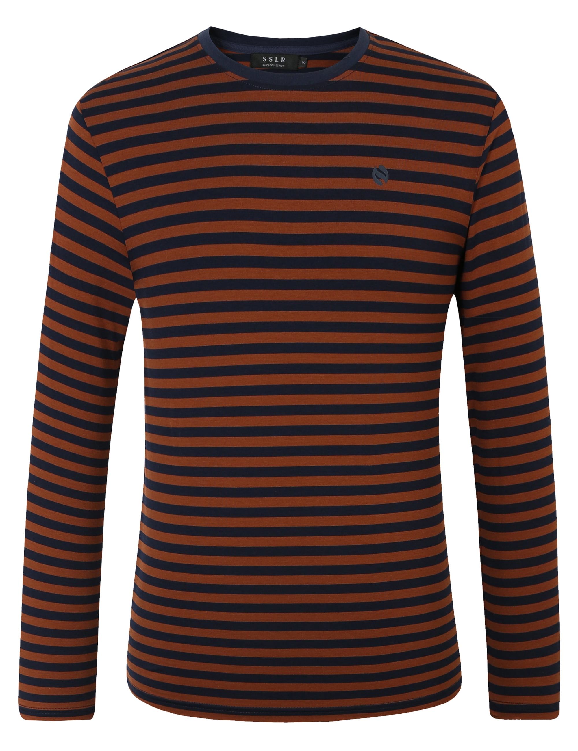 SSLR Men's Long Sleeve Striped Shirts Casual Crewneck T shirt Cotton ...