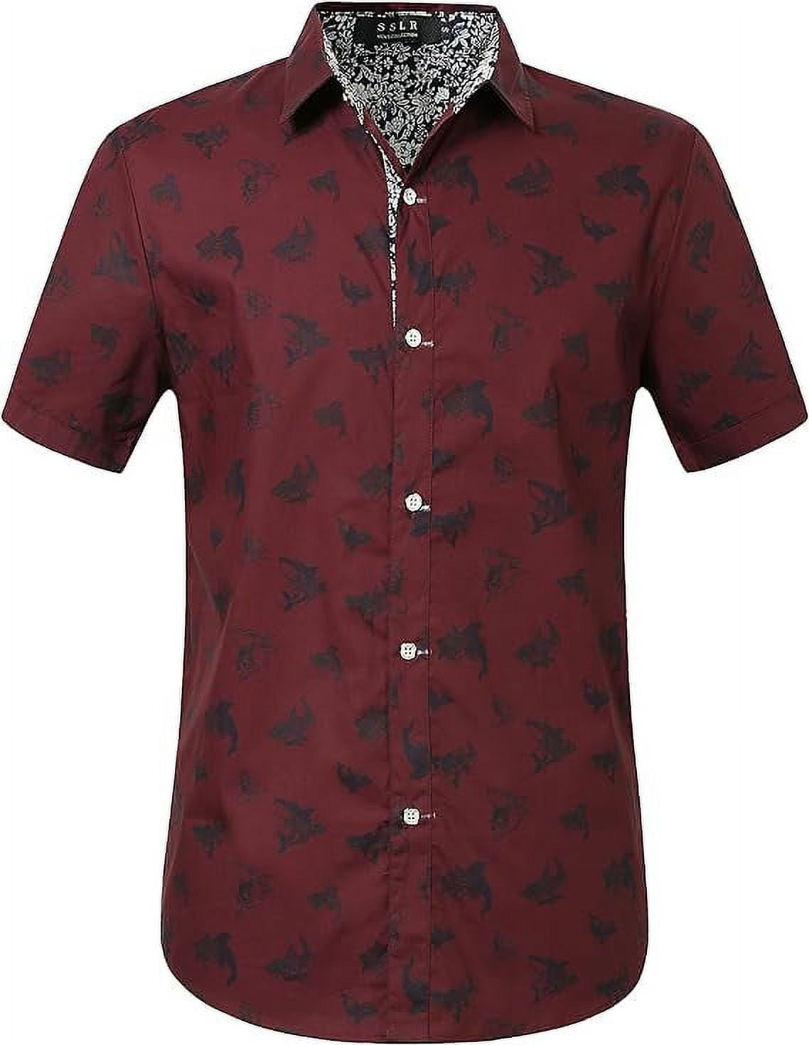 SSLR Mens Casual Button Down Shirts Printed Short Sleeve Shirts - Walmart.com