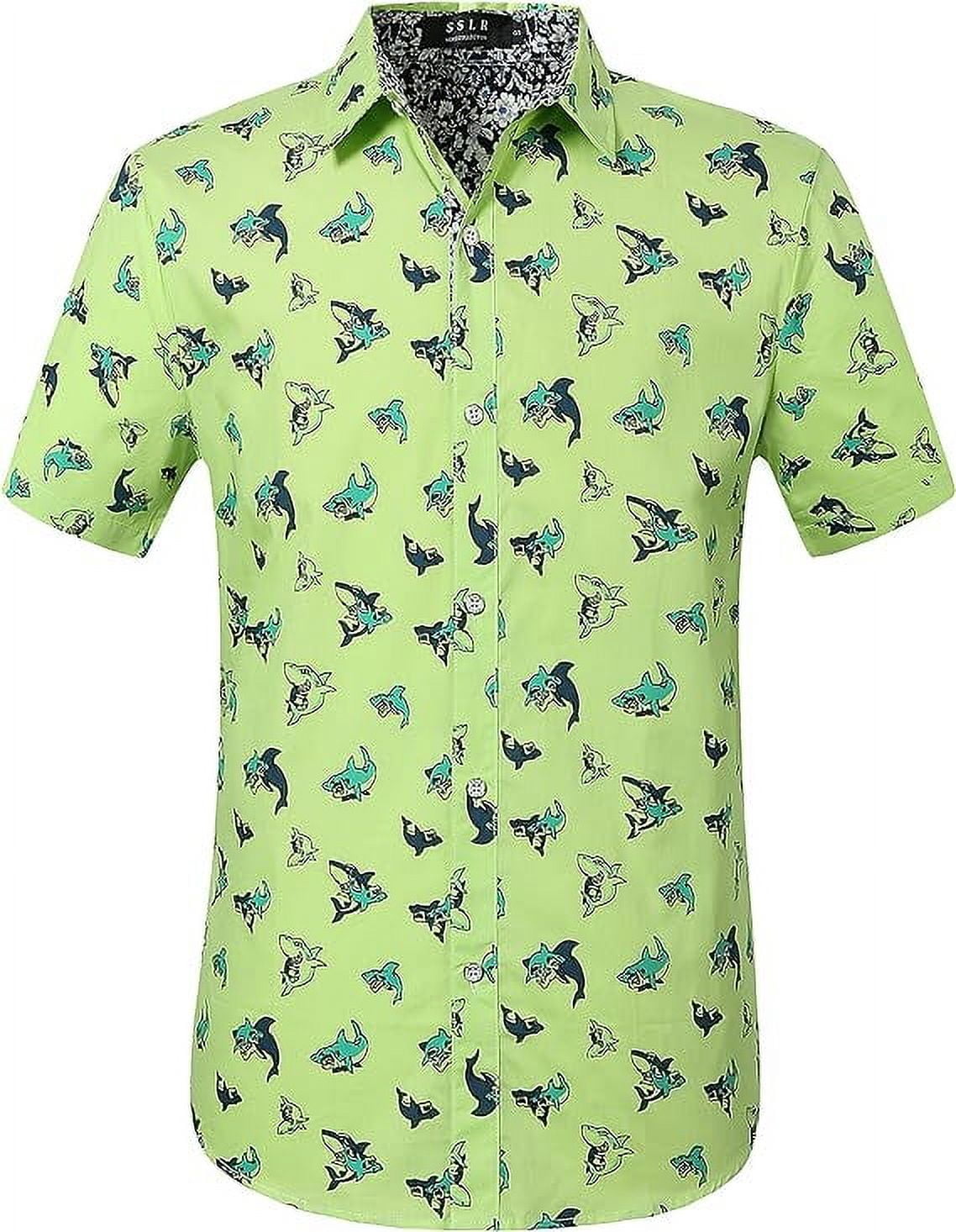 SSLR Mens Casual Button Down Shirts Printed Short Sleeve Shirts - Walmart.com