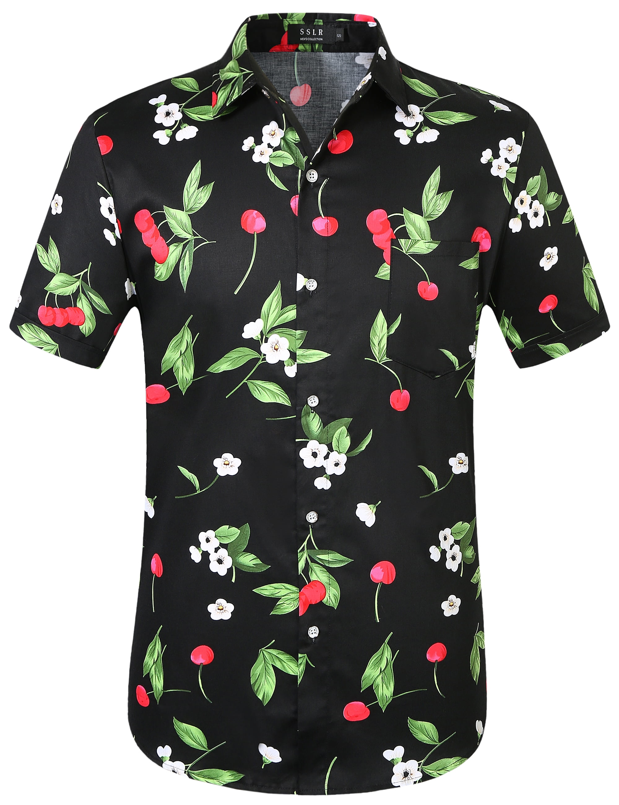 SSLR Mens Hawaiian Shirts Short Sleeve Casual Button Down Shirts ...