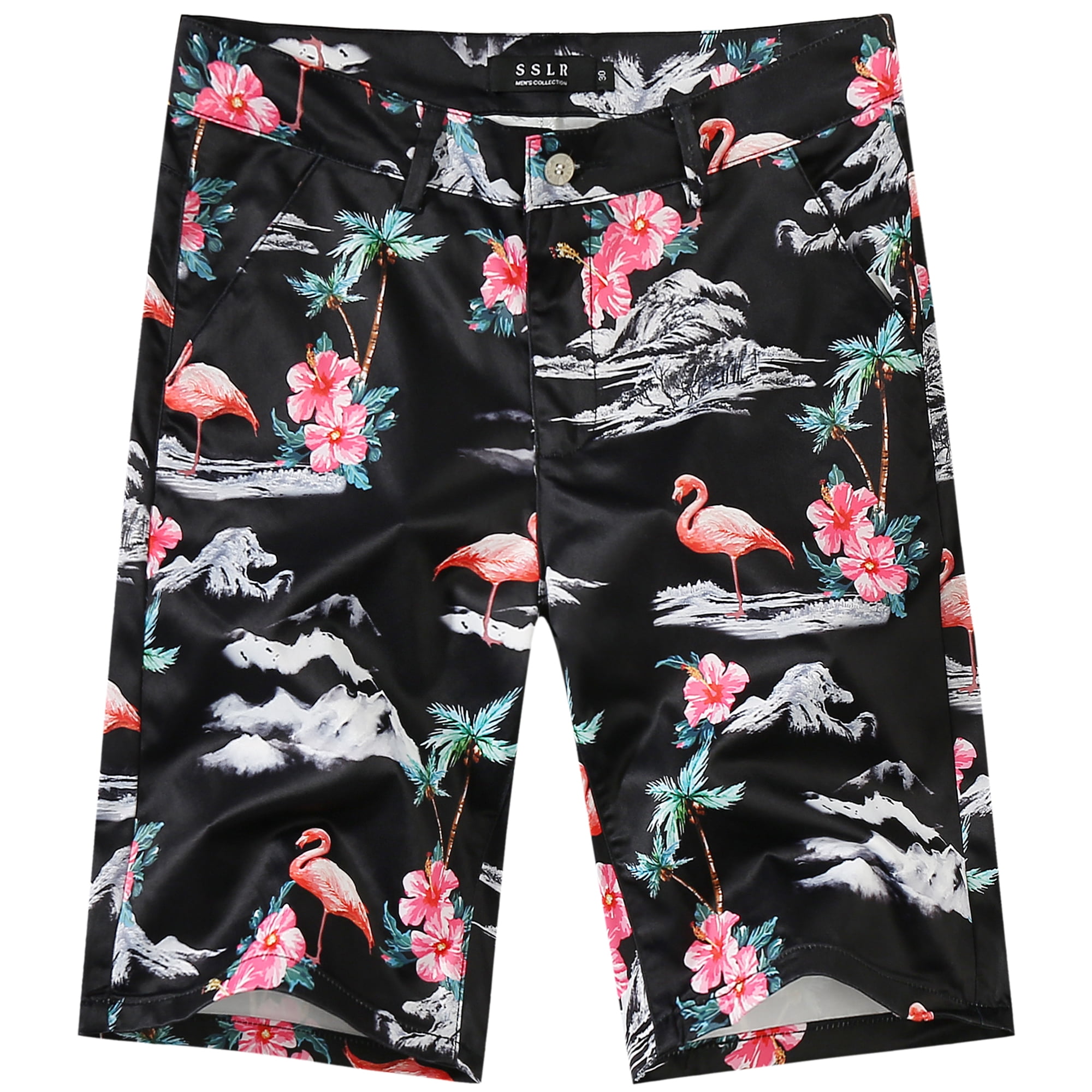 SSLR Mens Shorts Causal Flat Front Hawaiian Summer Shorts - Walmart.com