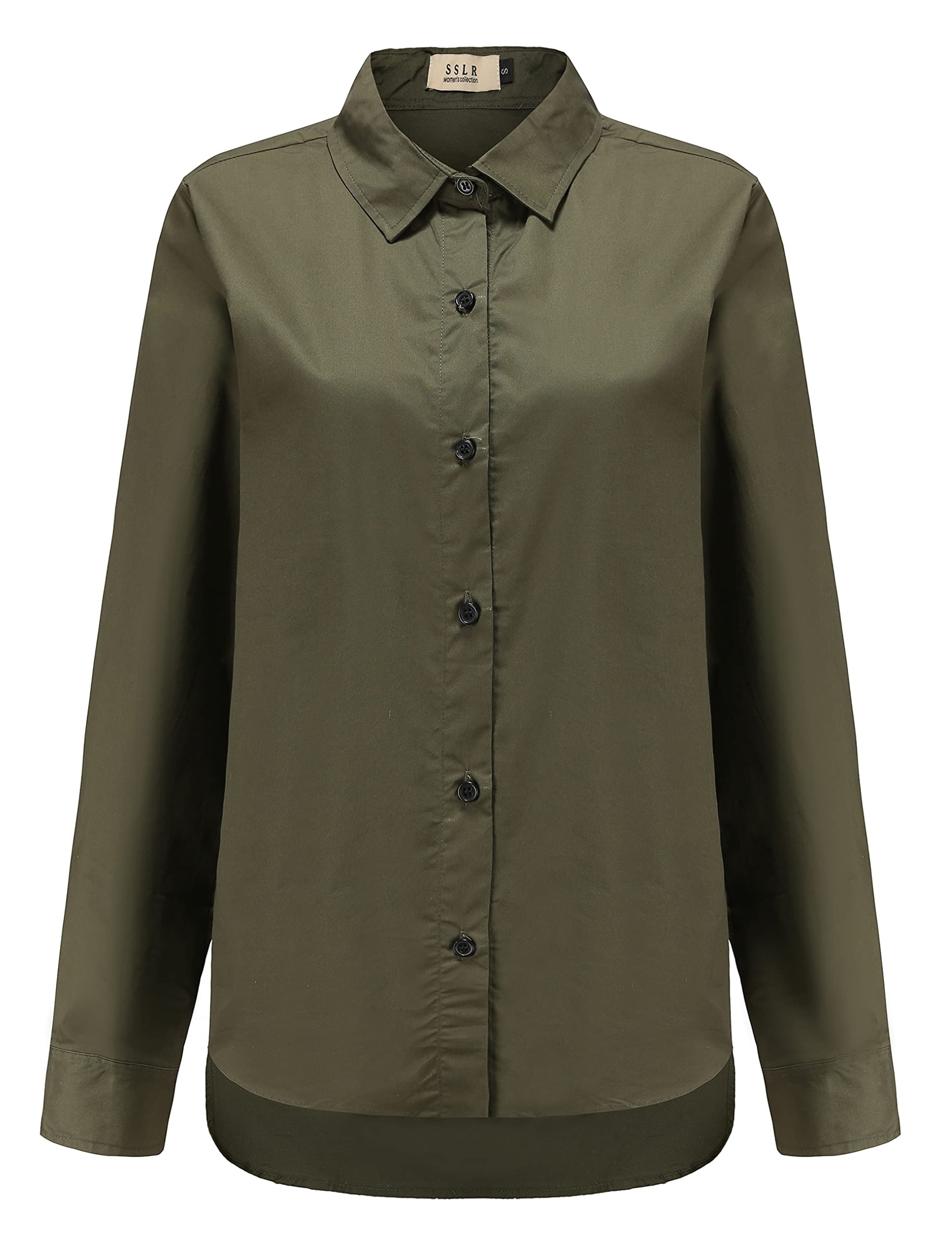 SSLR Oversized Button Down Shirts for Women Long Sleeve Dress Shirts High Low Causal - Walmart.com