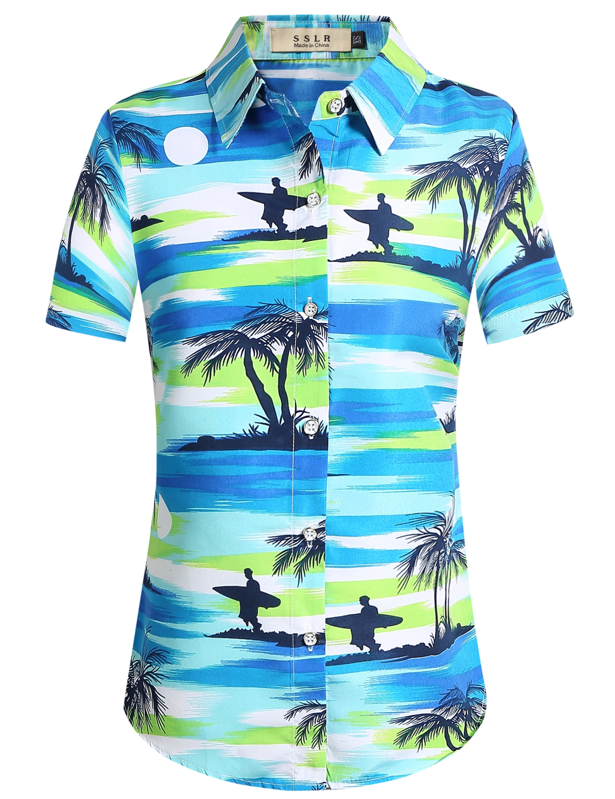 SSLR Womens Hawaiian Shirts Flamingo Short Sleeve Button Down Shirts ...