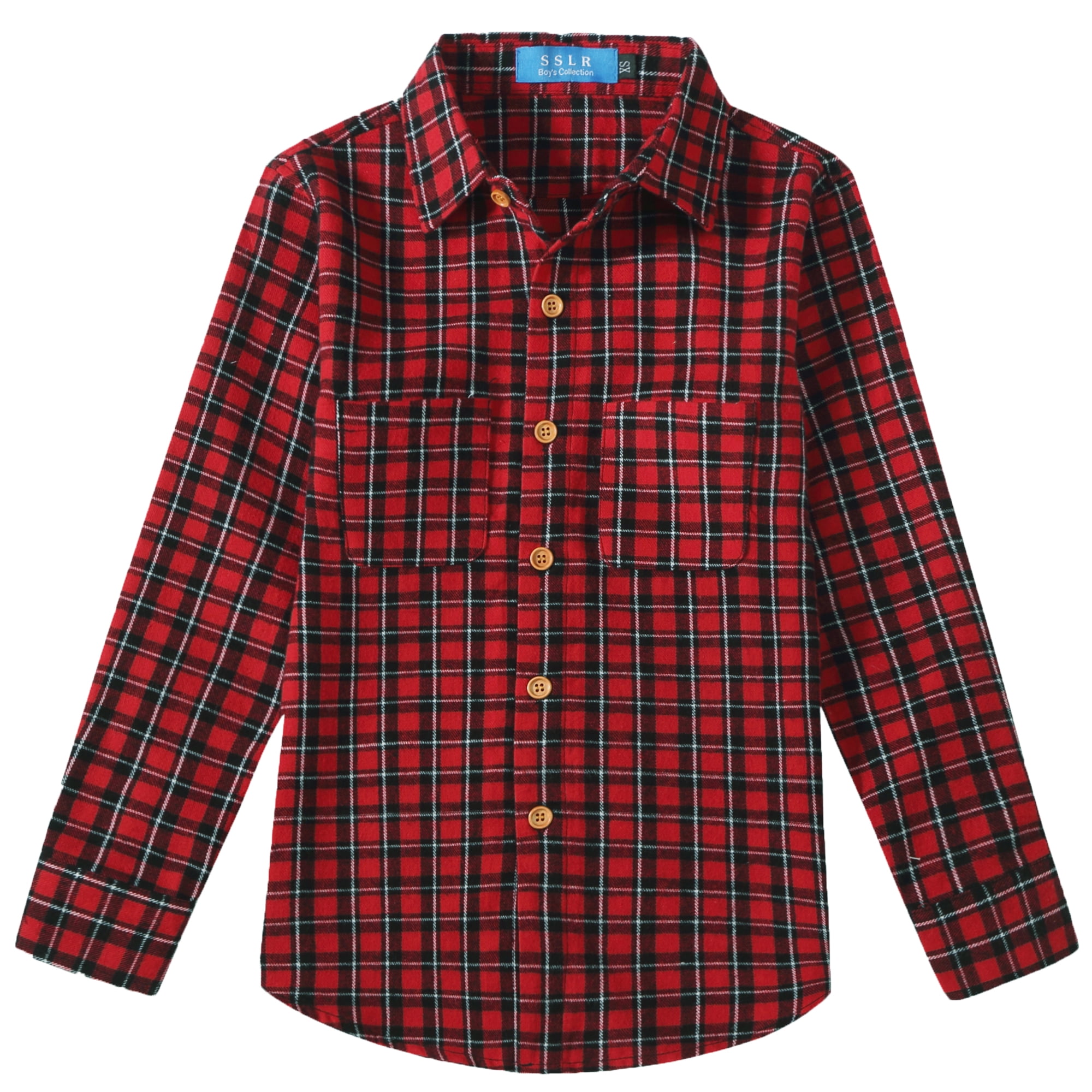 SSLR Youth Big Boys Flannel Shirts Casual Long Sleeve Button Down Plaid Shirts with Pocket ...