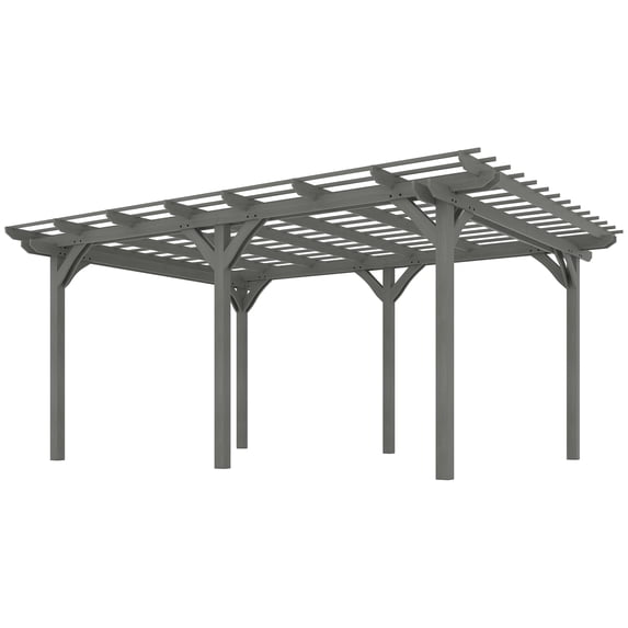 SSLZ 12' x 16' Outdoor Pergola, Wood Gazebo Grape Trellis with Stable ...