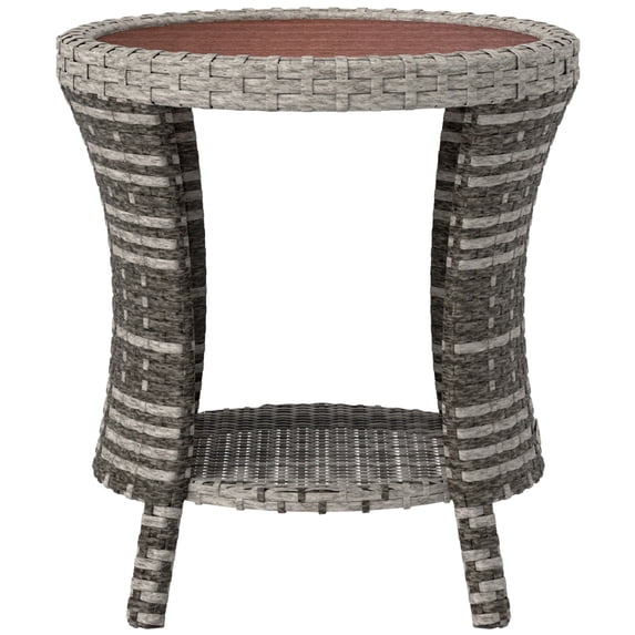 SSLZ 18" Wicker Outdoor Coffee Table, PE Rattan Patio Side Table with 2 ...