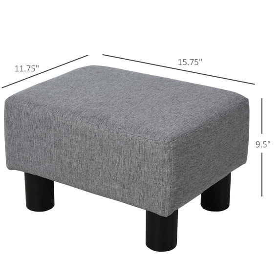 SSLZ Ottoman Stool Gray Foot Rest, Small with Linen Fabric Upholstery ...