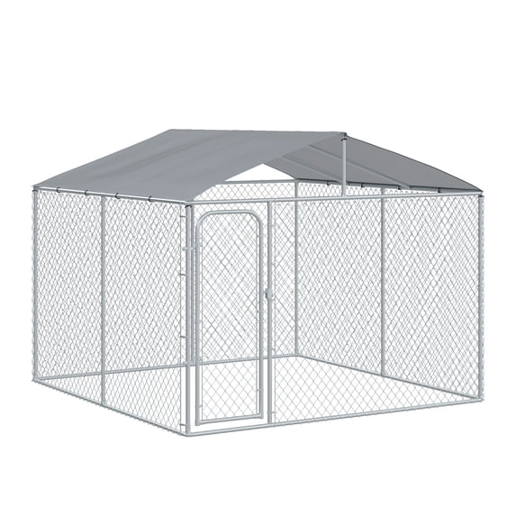 SSLZ Outdoor Dog Kennel Galvanized Steel Fence with Cover Secure Lock ...