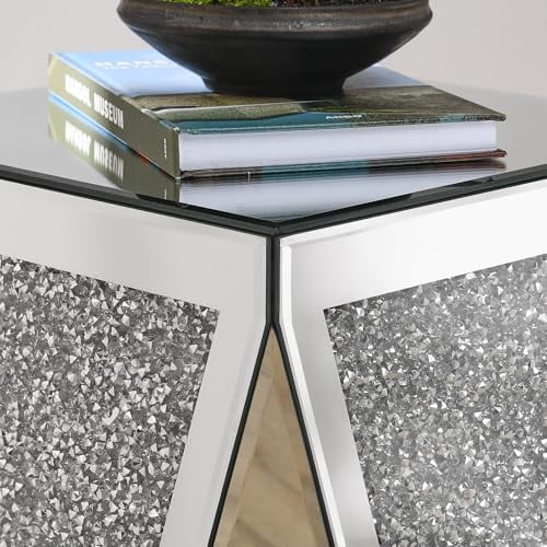 SSLine Inverted Triangular Mirrored End Table,Mirrored Nightstand End ...