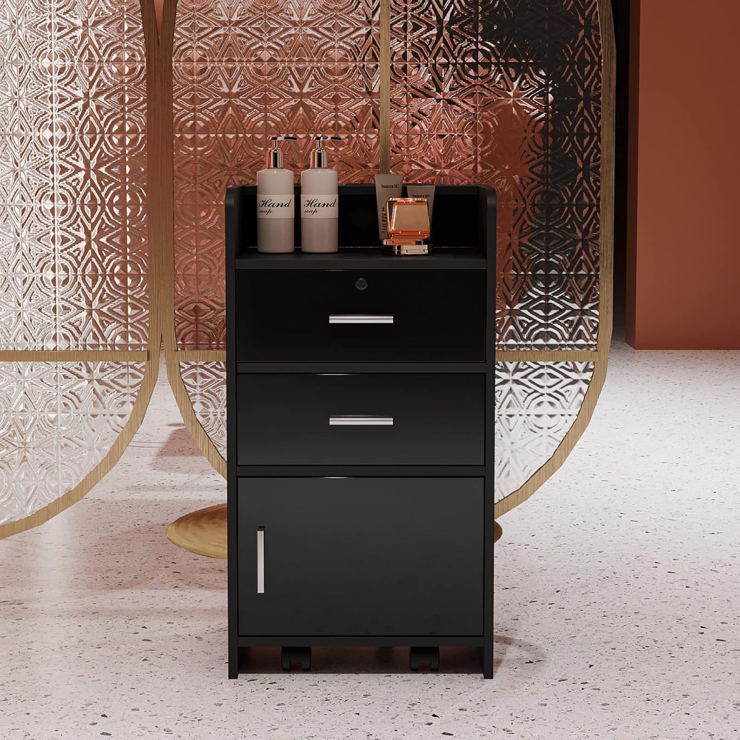 SSLine Modern Salon Station Black Floor Stand Styling Sation Wood Salon ...