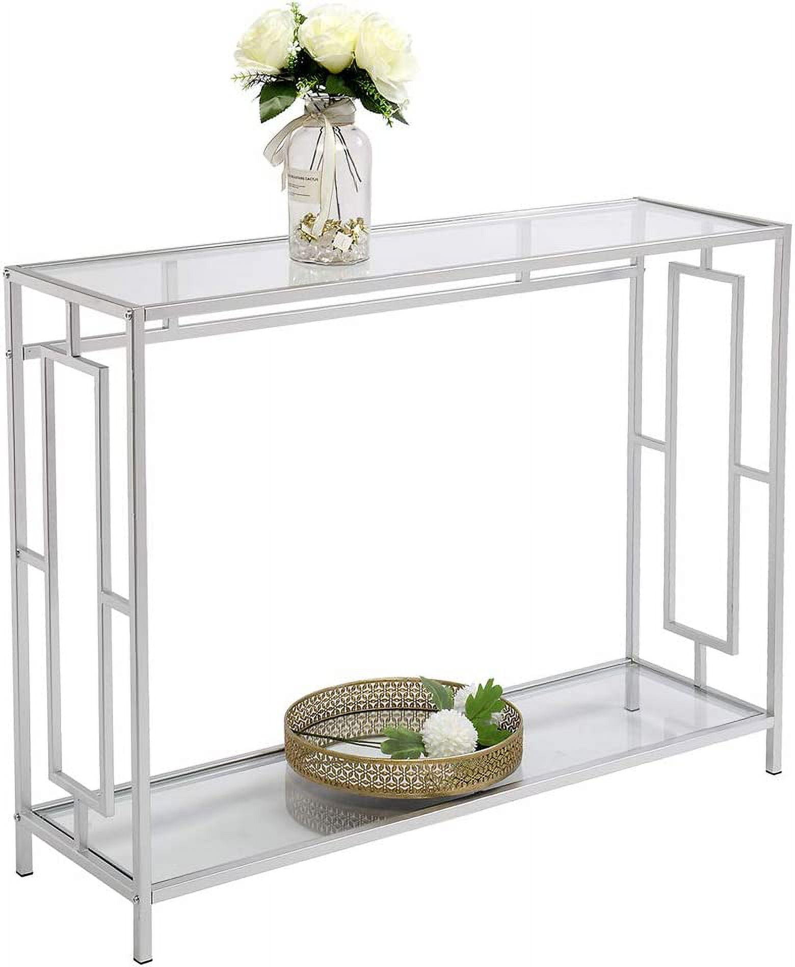 SSLine Toughened Glass Console Table,Clear Glass Accent Console Sofa ...
