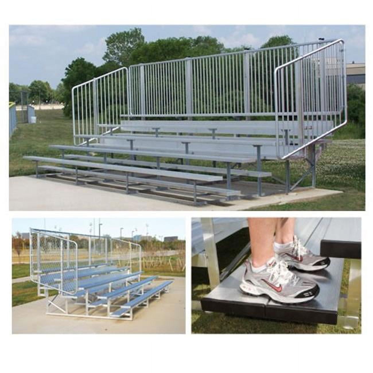 SSN Preferred Bleachers with Vertical Picket Railing - 27 ft. - 4 Row ...