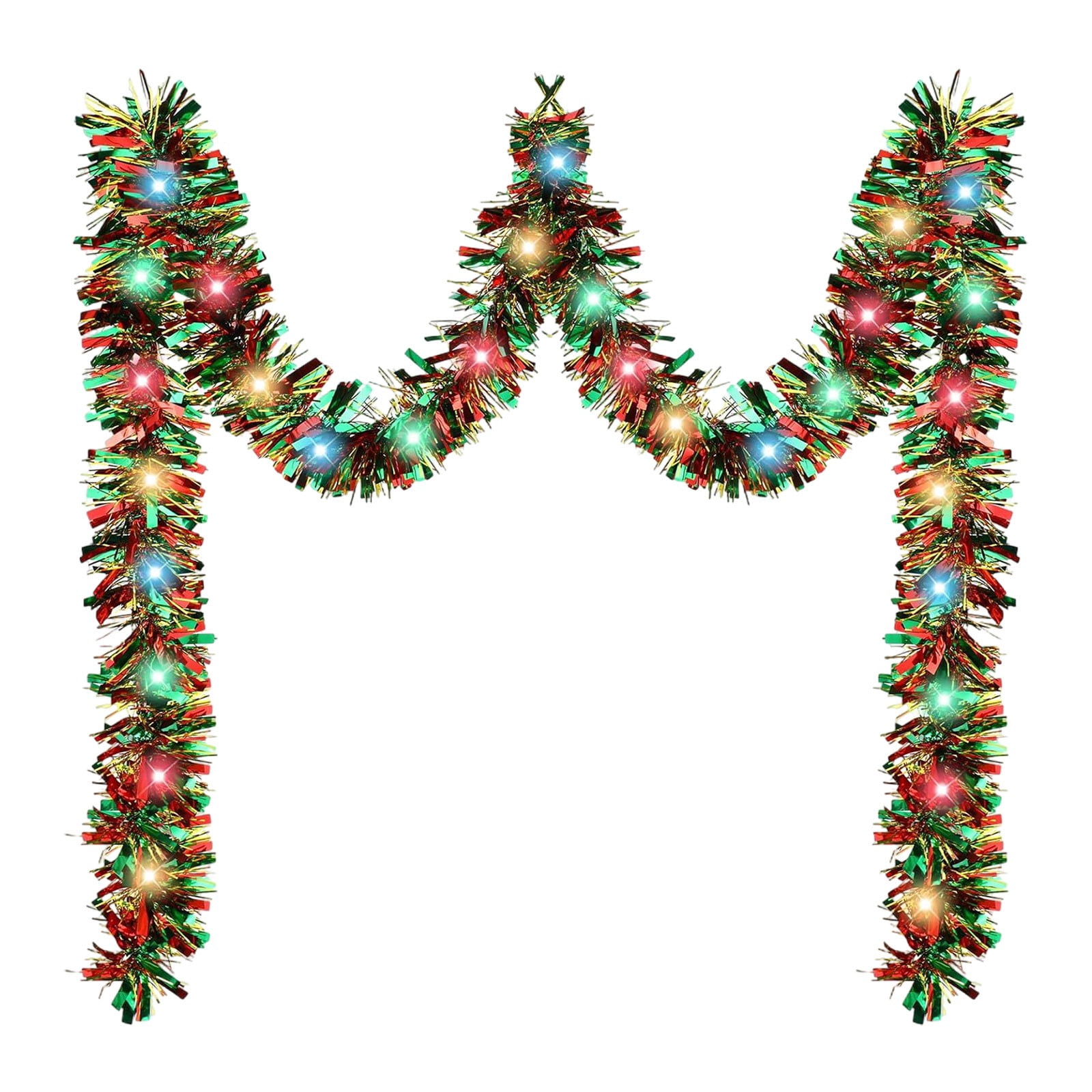 SSNTSY 16.4ft Pre-Lit Foil Garland Lighted Garland Tinsel Garland with ...