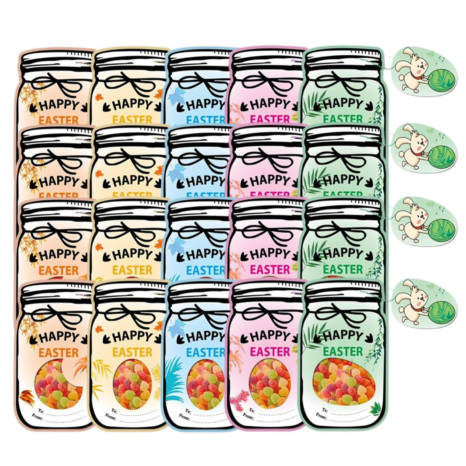 SSNTSY 20 Pack Easter Candy Jar Card Happy Easter Bunny Card with Candy ...