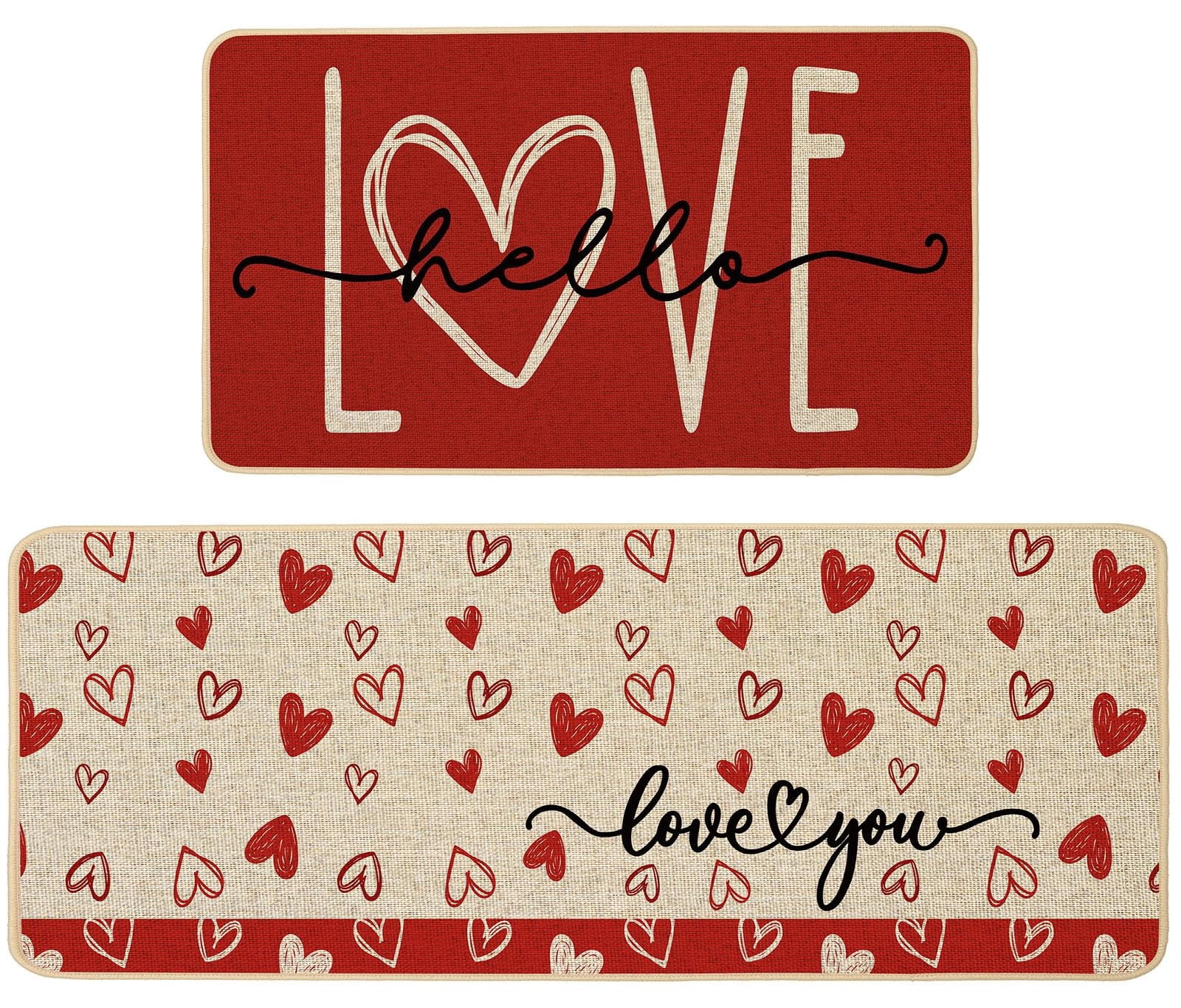 SSNTSY 2pcs 20" X 31"&20" x 59" Valentine's Day Door Mat Non-Slip ...
