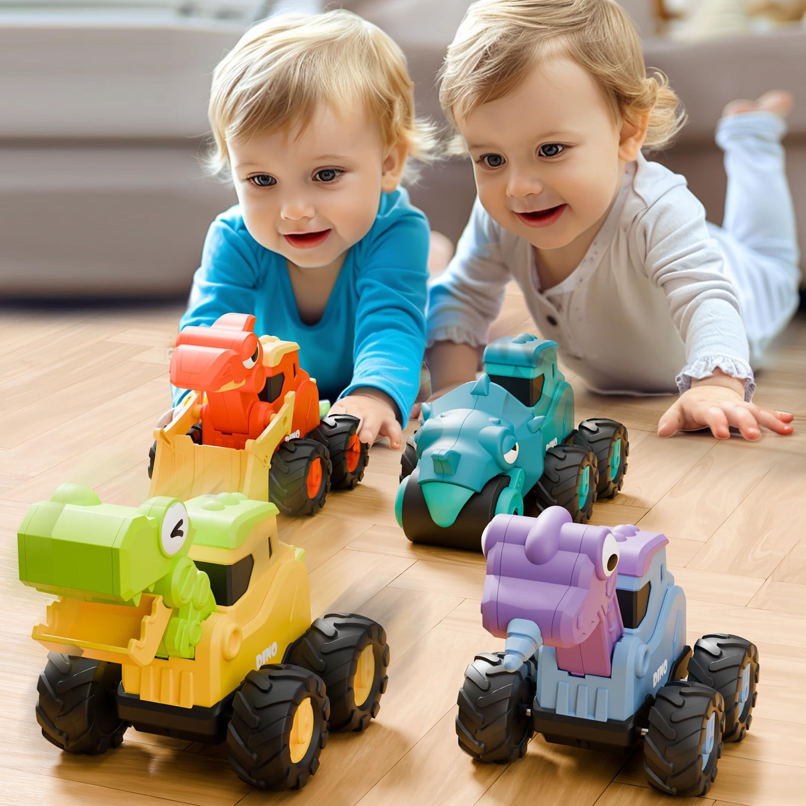SSNTSY Dinosaur Truck Toys for Toddlers,Boys Dino Press Go Racing Cars ...