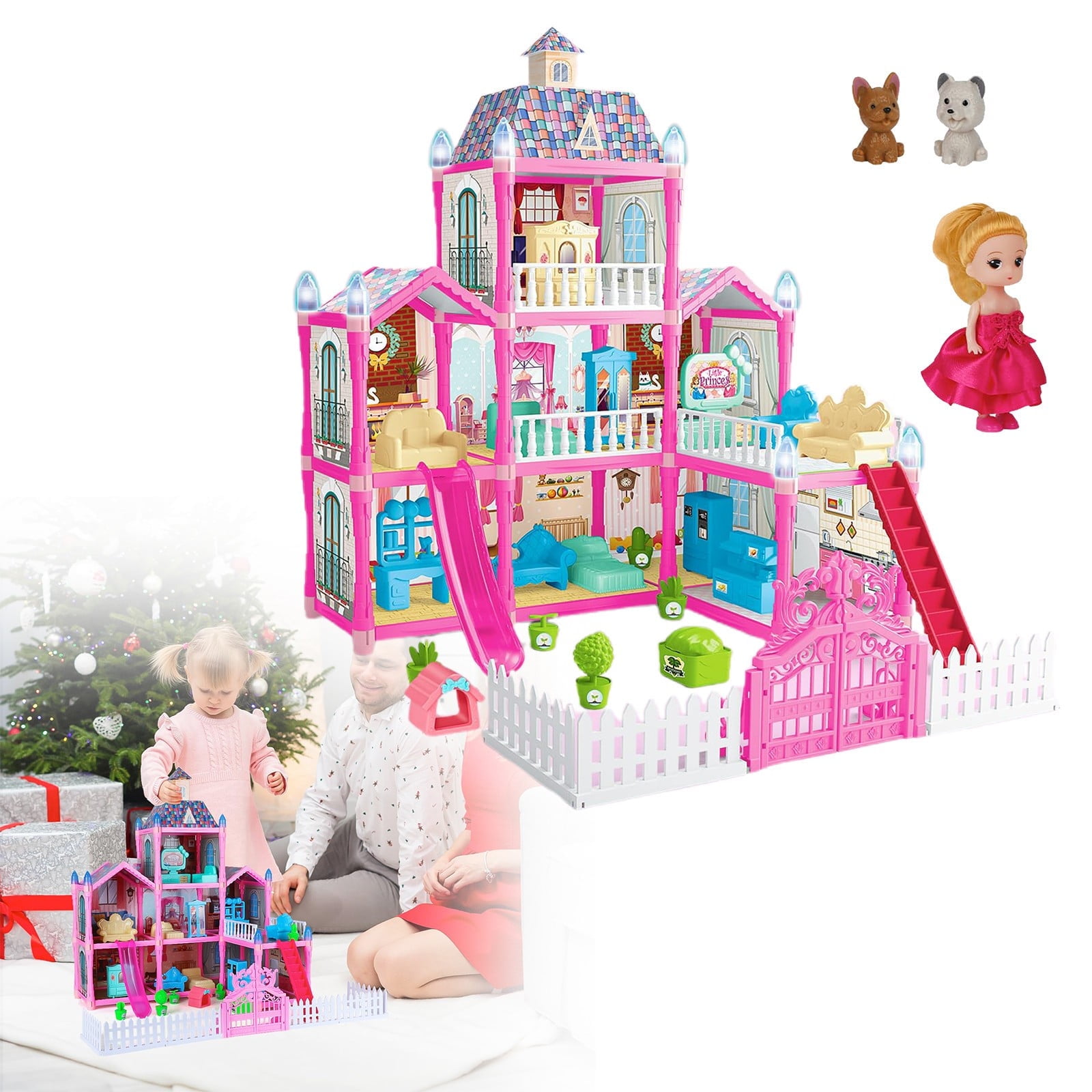 SSNTSY Dolls House Dollhouses with Night Light Doll Houses Playset with ...