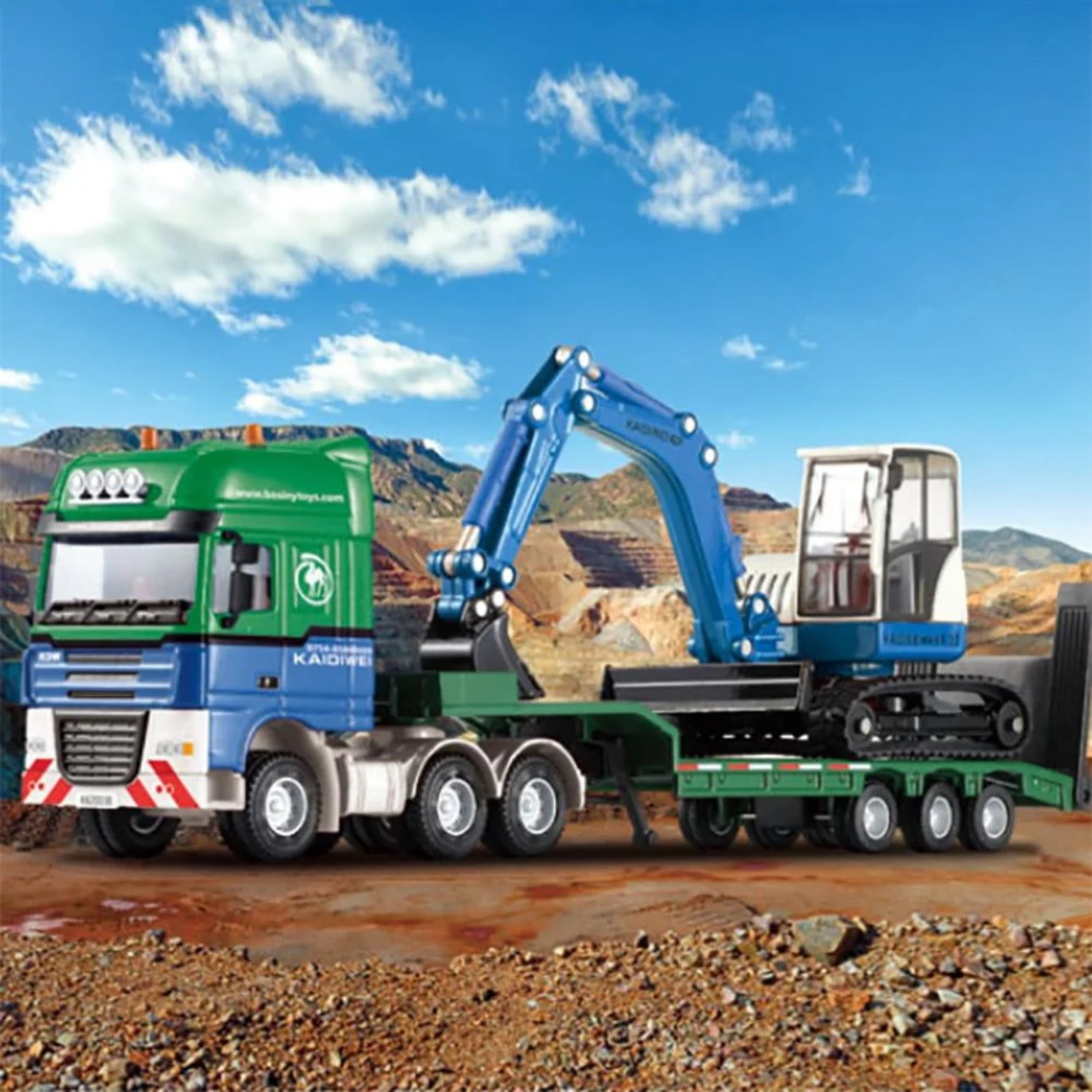 SSNTSY Flatbed Trailer, Truck Excavator, 1;50 Scale Truck Model Toys ...
