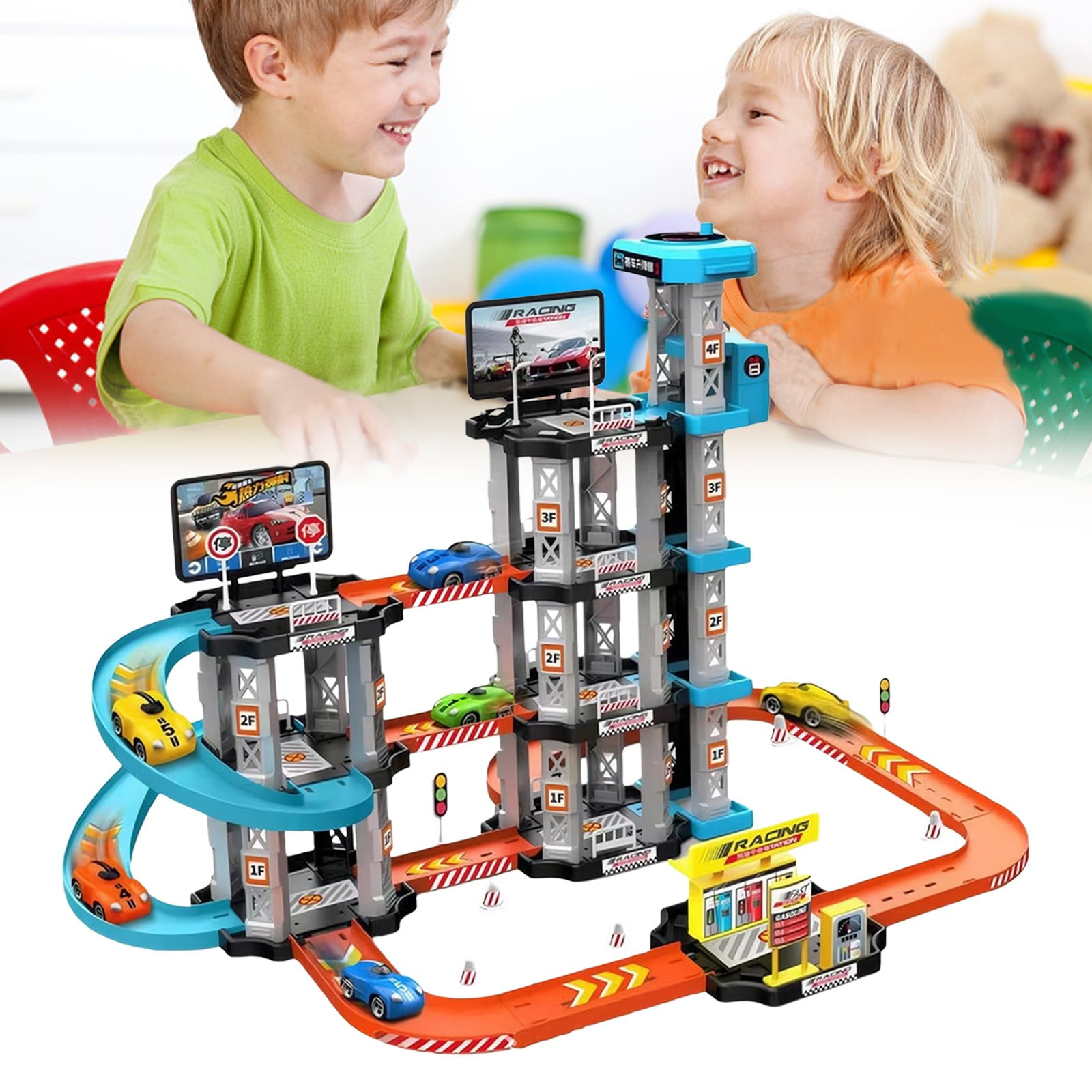 SSNTSY Kids Car Ramp, Race Car Ramp Track Toy Includes Car Ramp Racer ...