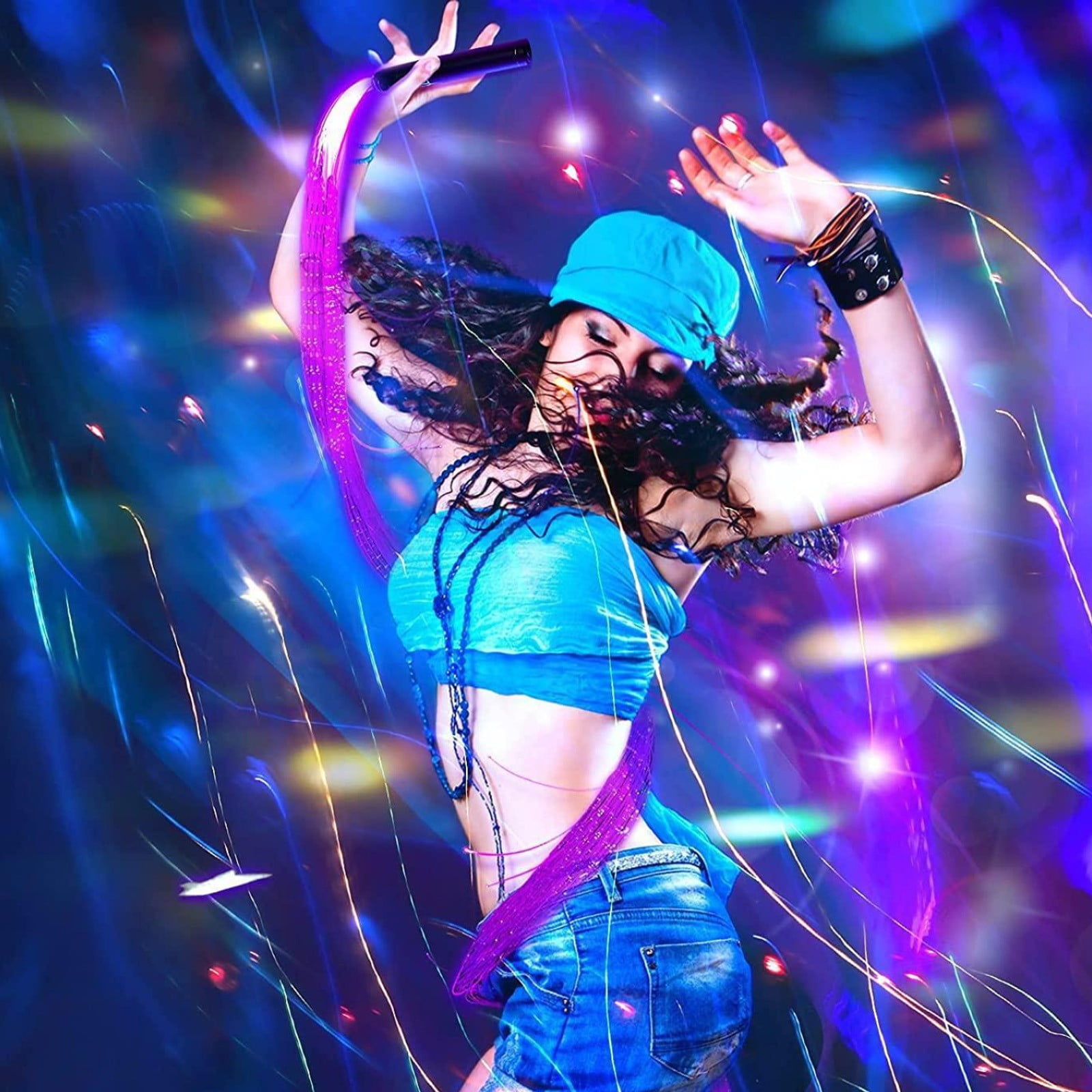 SSNTSY LED Light Whip - Fiber Optic Whip with 30 Color Modes and 360° Rotation, Perfect for EDM ...