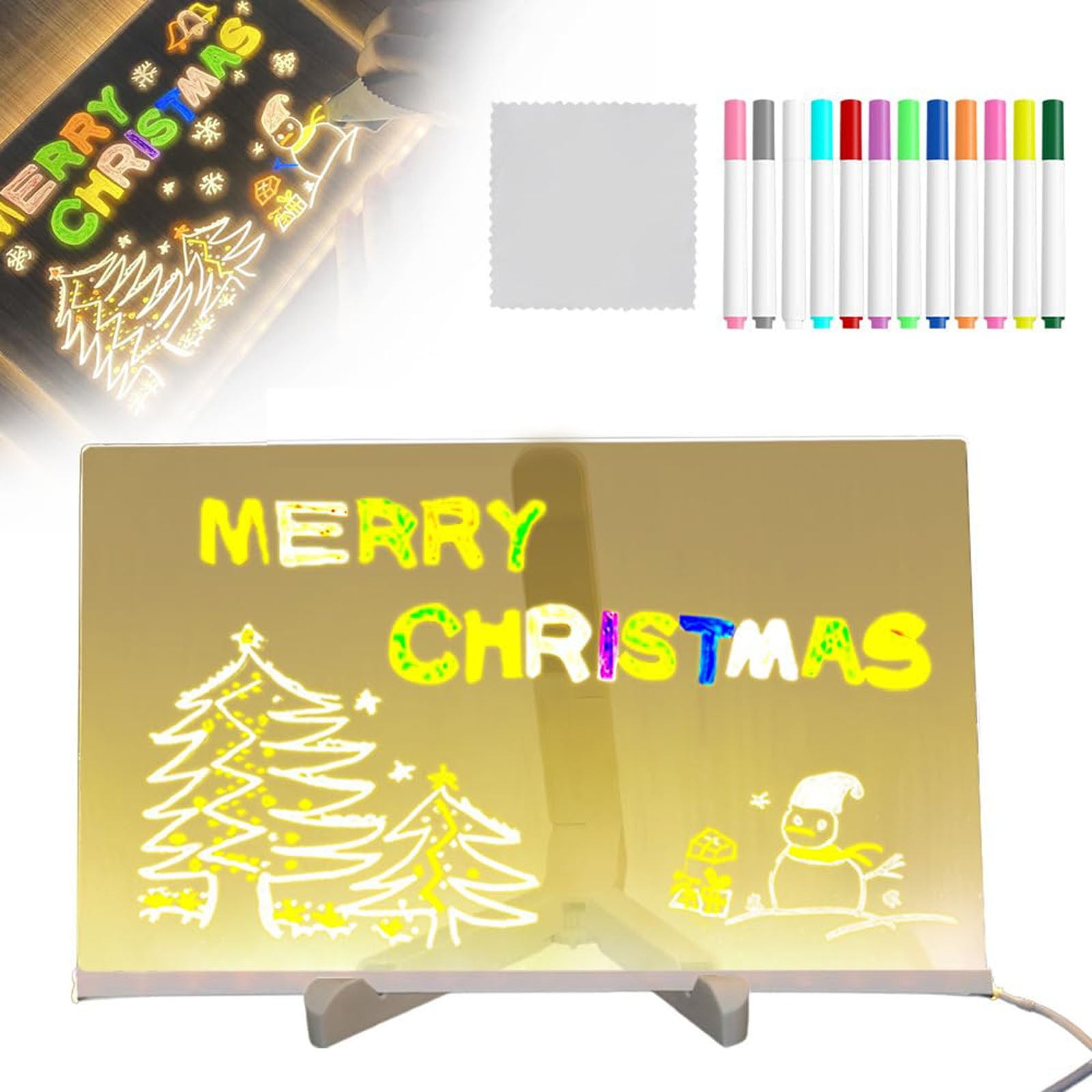 SSNTSY LED Note Board with Colors, Acrylic Dry Erase Board with Light ...