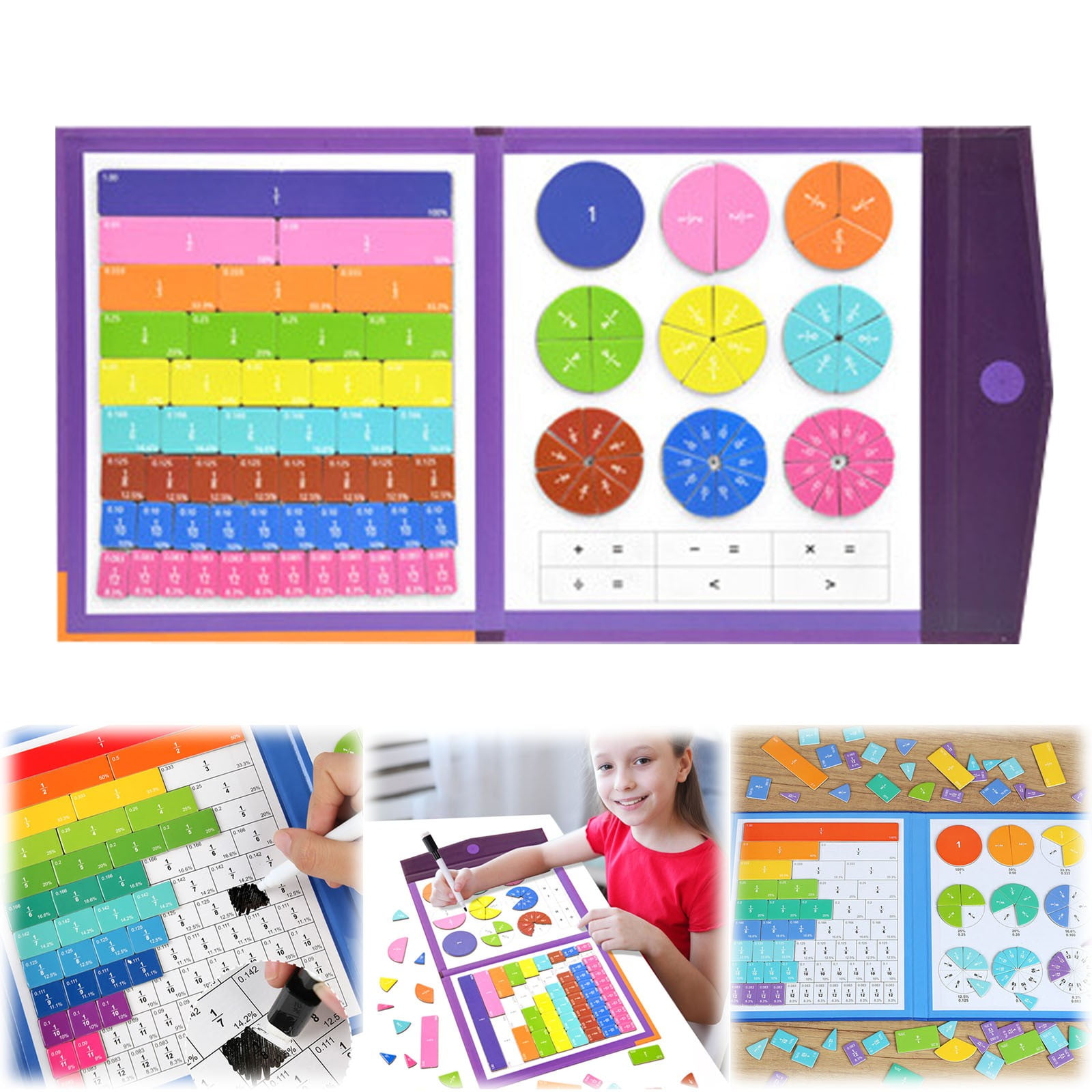 SSNTSY Magnetic Fraction Tiles Circles, Magnetic Fraction Educational ...