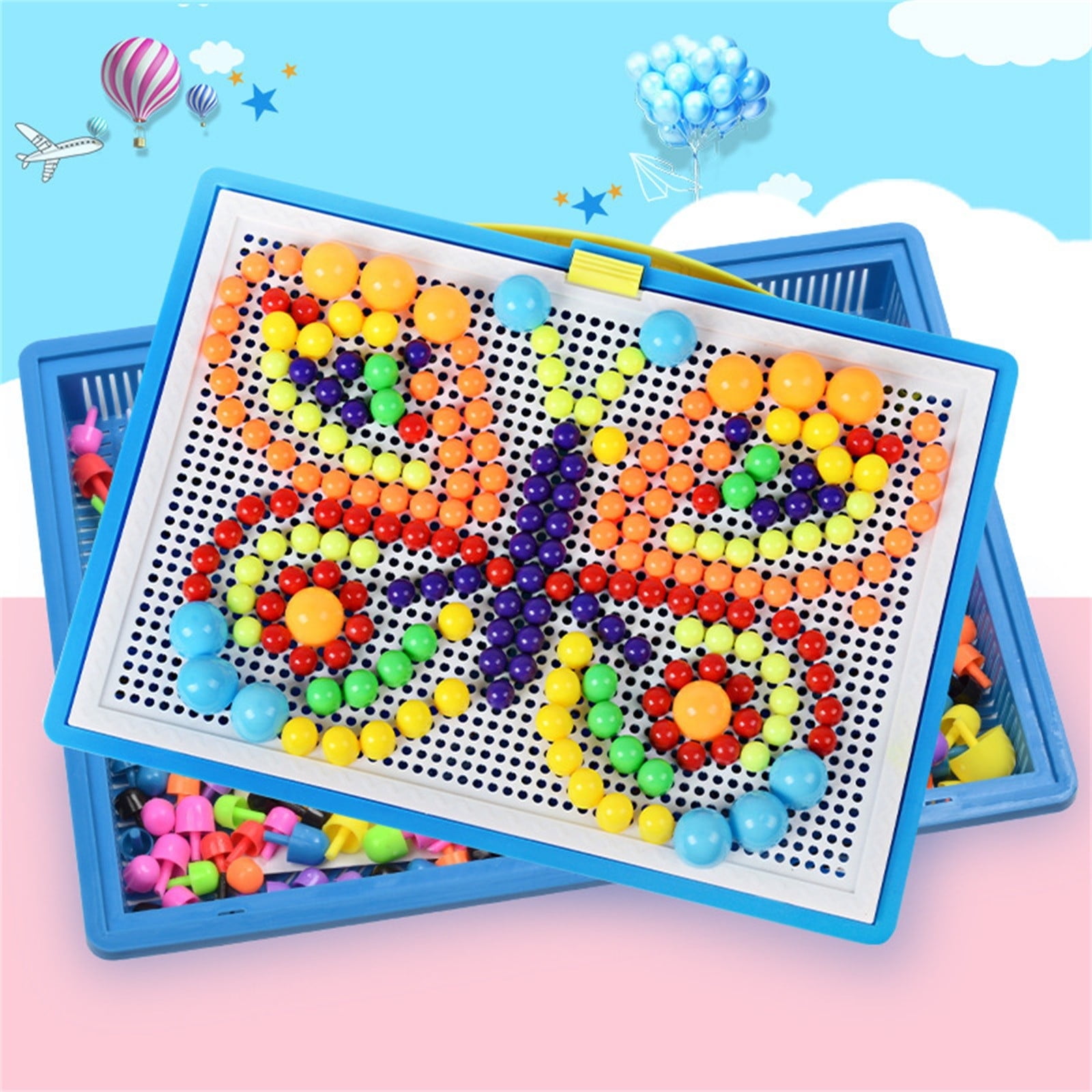 SSNTSY Puzzle Shape Pattern Stacking Nail Peg Puzzle Montessori Board ...