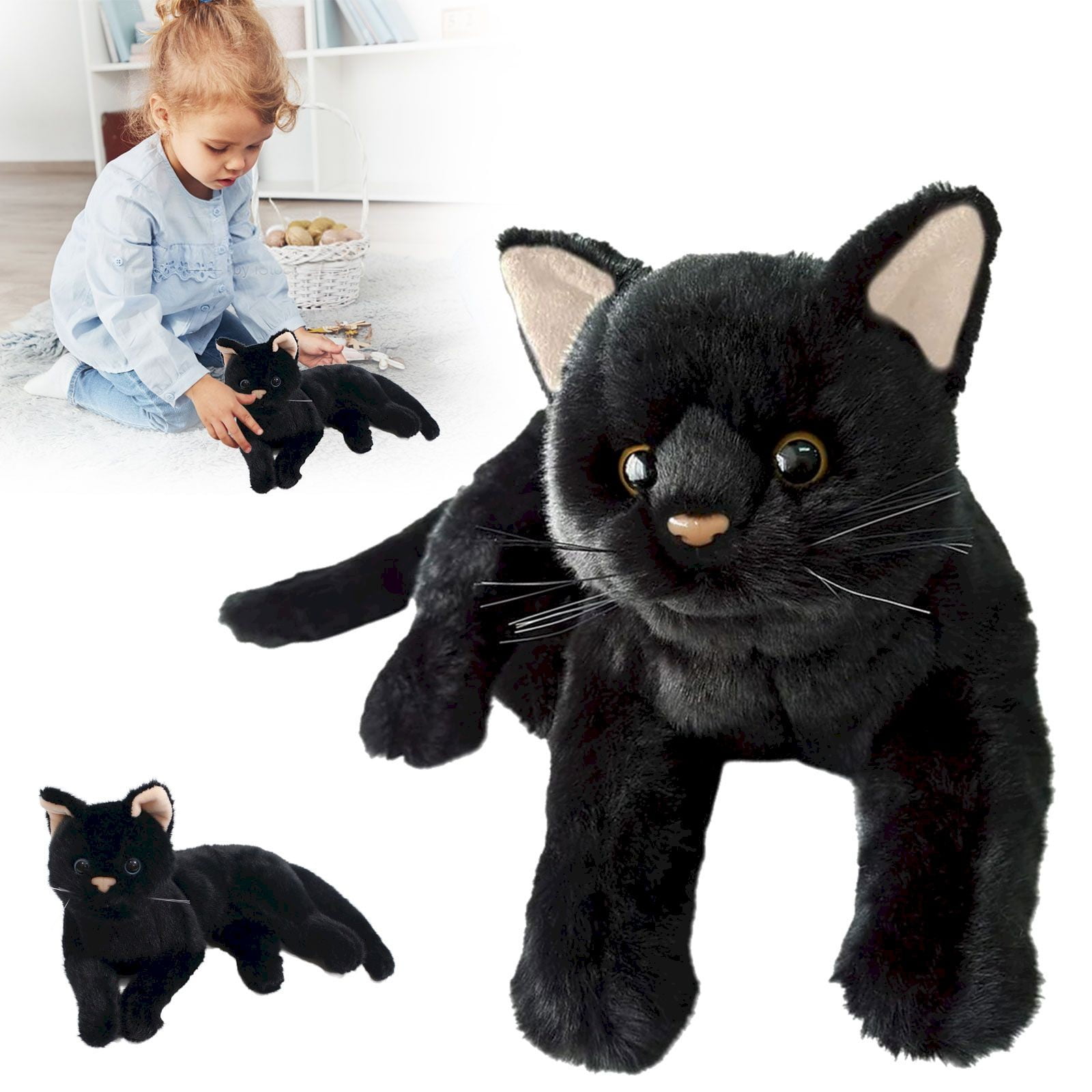 SSNTSY Stuffed Cats Plush Cat Doll, 12 Inch Black Cute Plush Toy, Soft ...