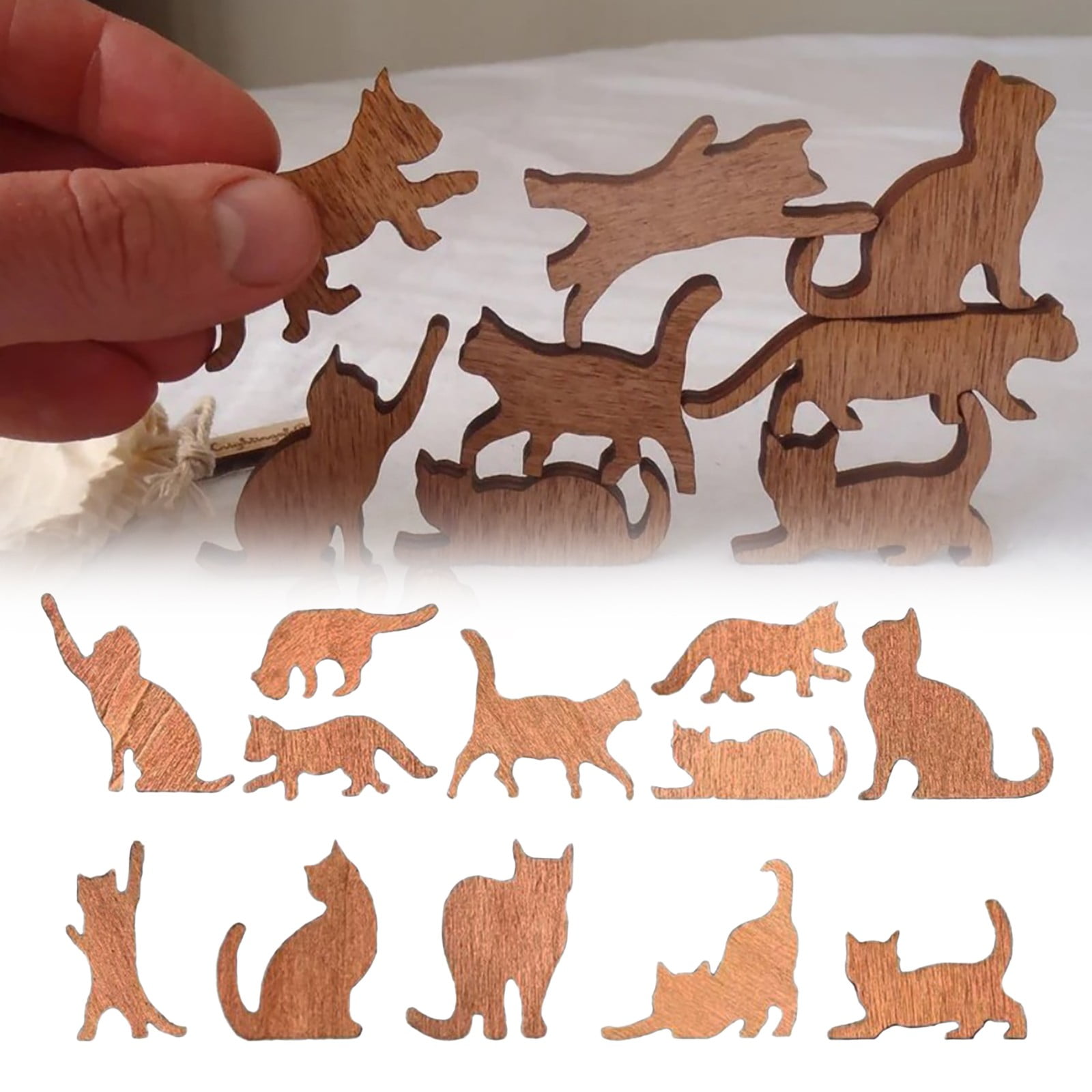 SSNTSY Wooden Cat Pile Set – Mini Stacking Music Toys, Ideal for ...