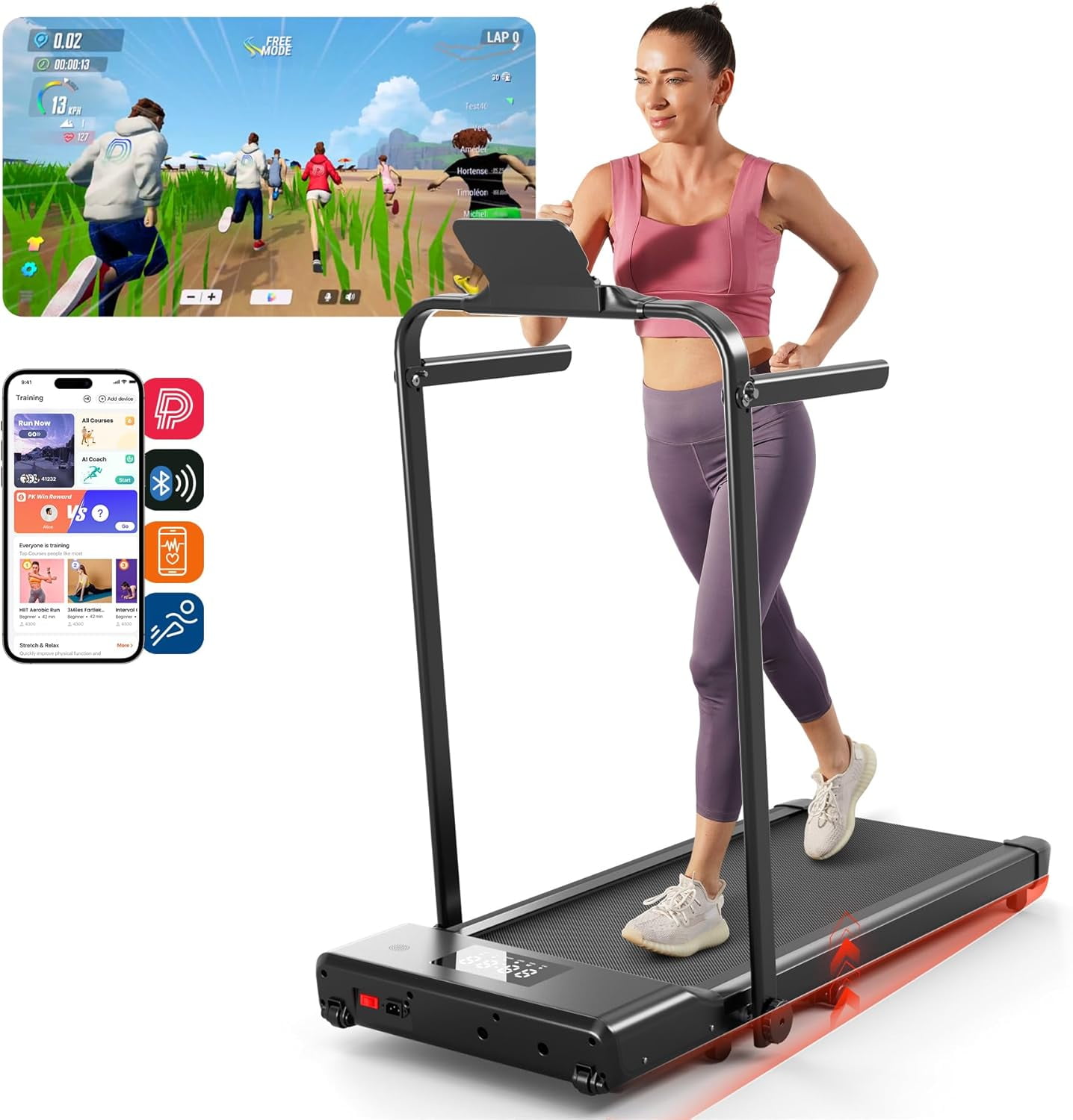 SSPHPPLIEWalking Pad Treadmill with Handle bar, 3.0HP Small Foldable ...