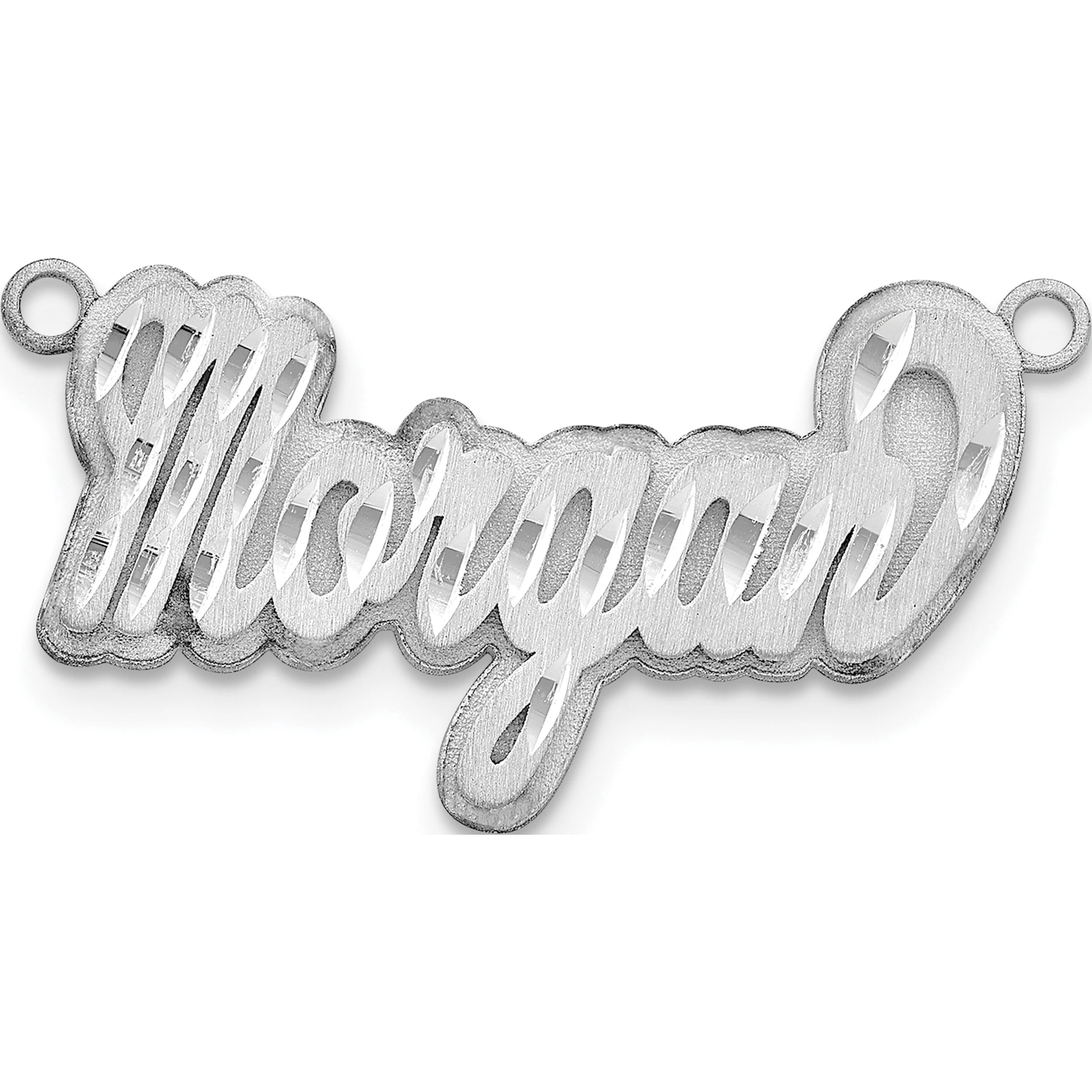 SSRhodium-plated 3D Satin Diamond-cut Name Plate Sterling Silver ...