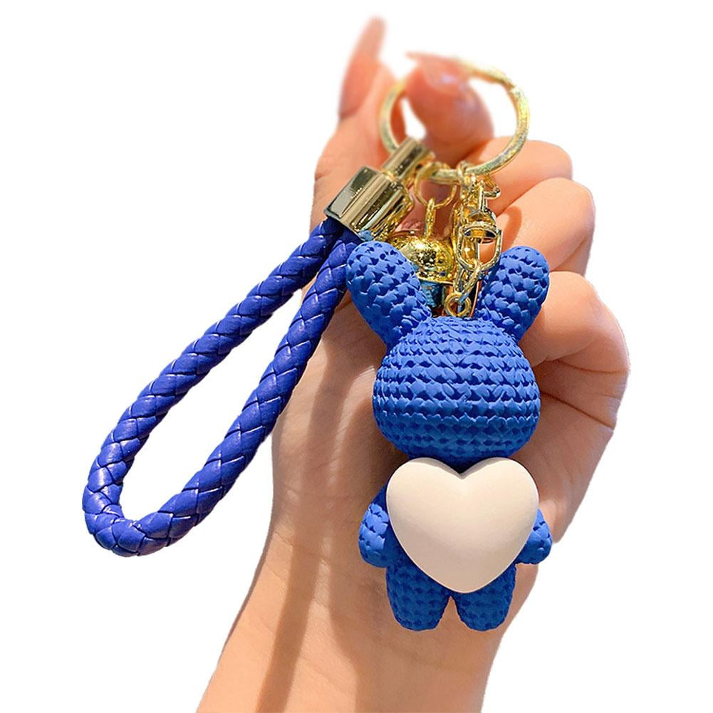 SSRoirvbb Creative Resin Heart Woven Love Rabbit Keychain Couple ...