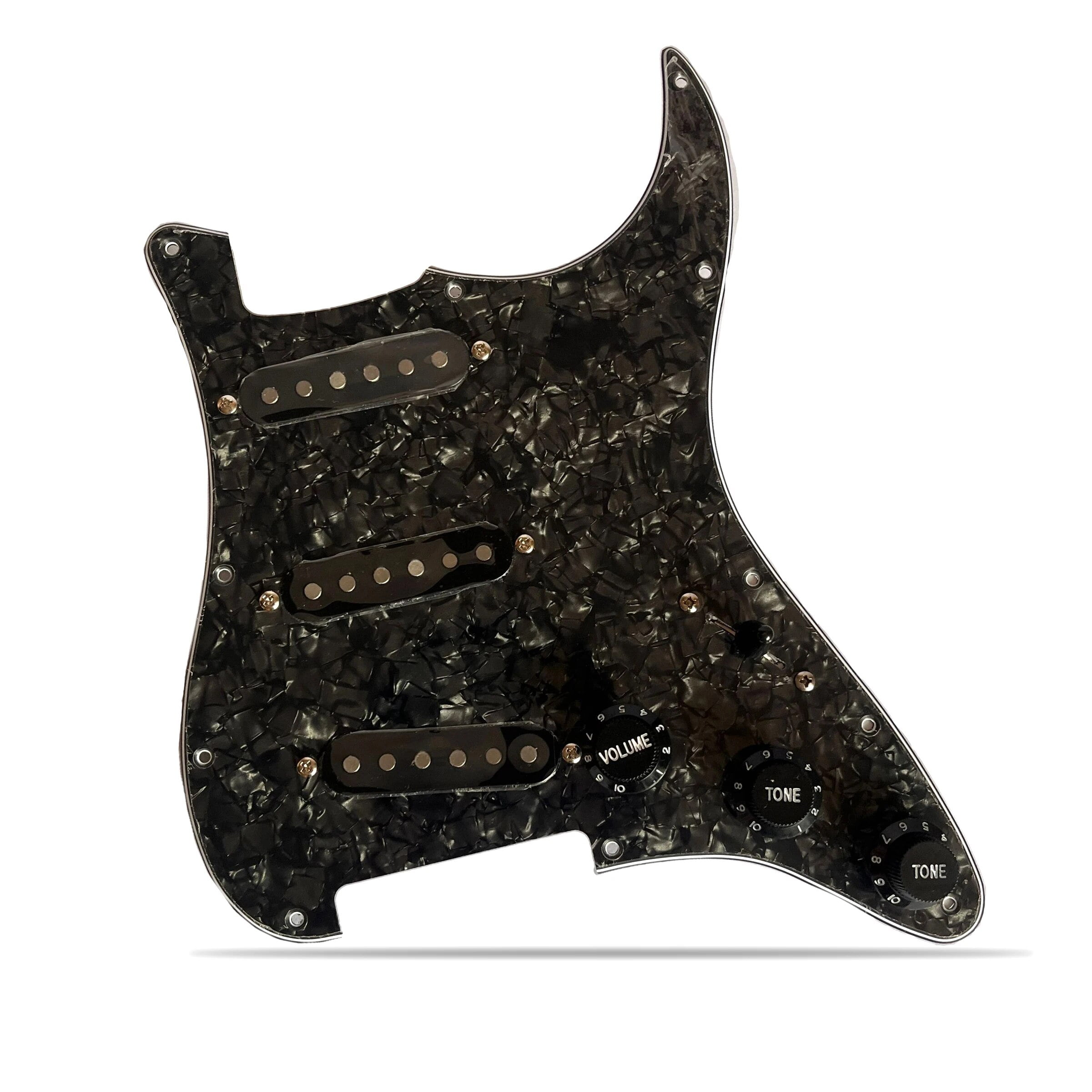 SSS Loaded Prewired Strat Pickguard Set 3Ply 11 Hole Ainico 5 Humbucker ...