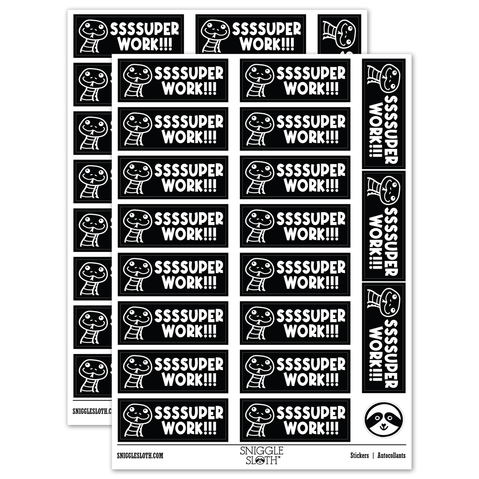 SSSSuper Super Work Snake Teacher Student School Sticker Set - Black ...