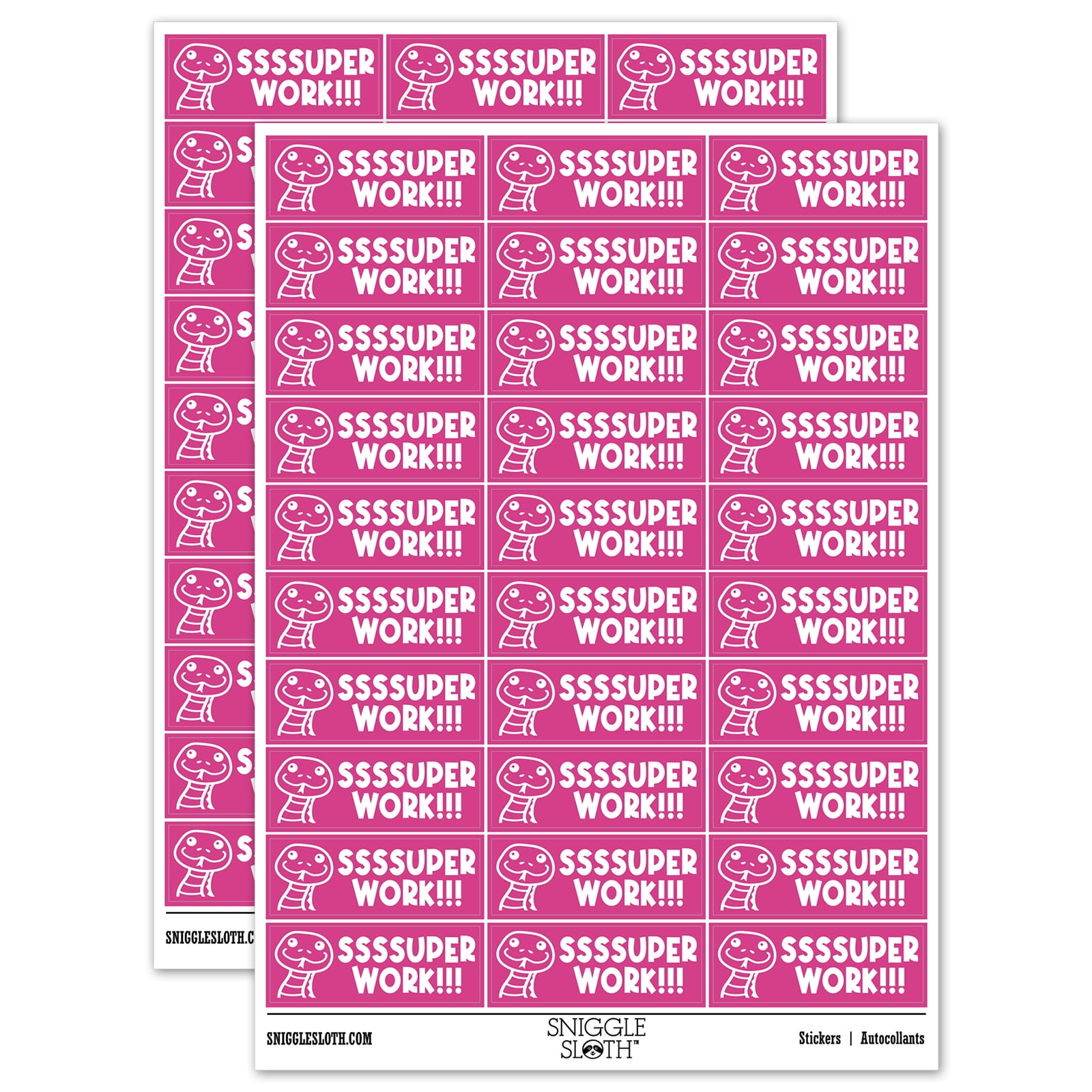 SSSSuper Super Work Snake Teacher Student School Sticker Set - Hot Pink ...