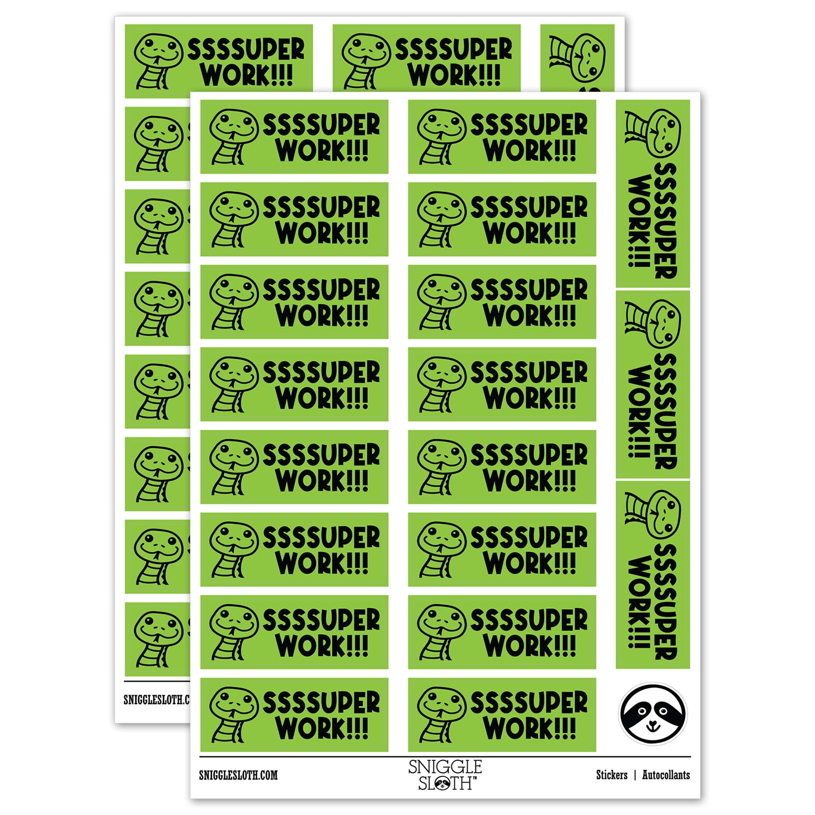SSSSuper Super Work Snake Teacher Student School Sticker Set - Light ...