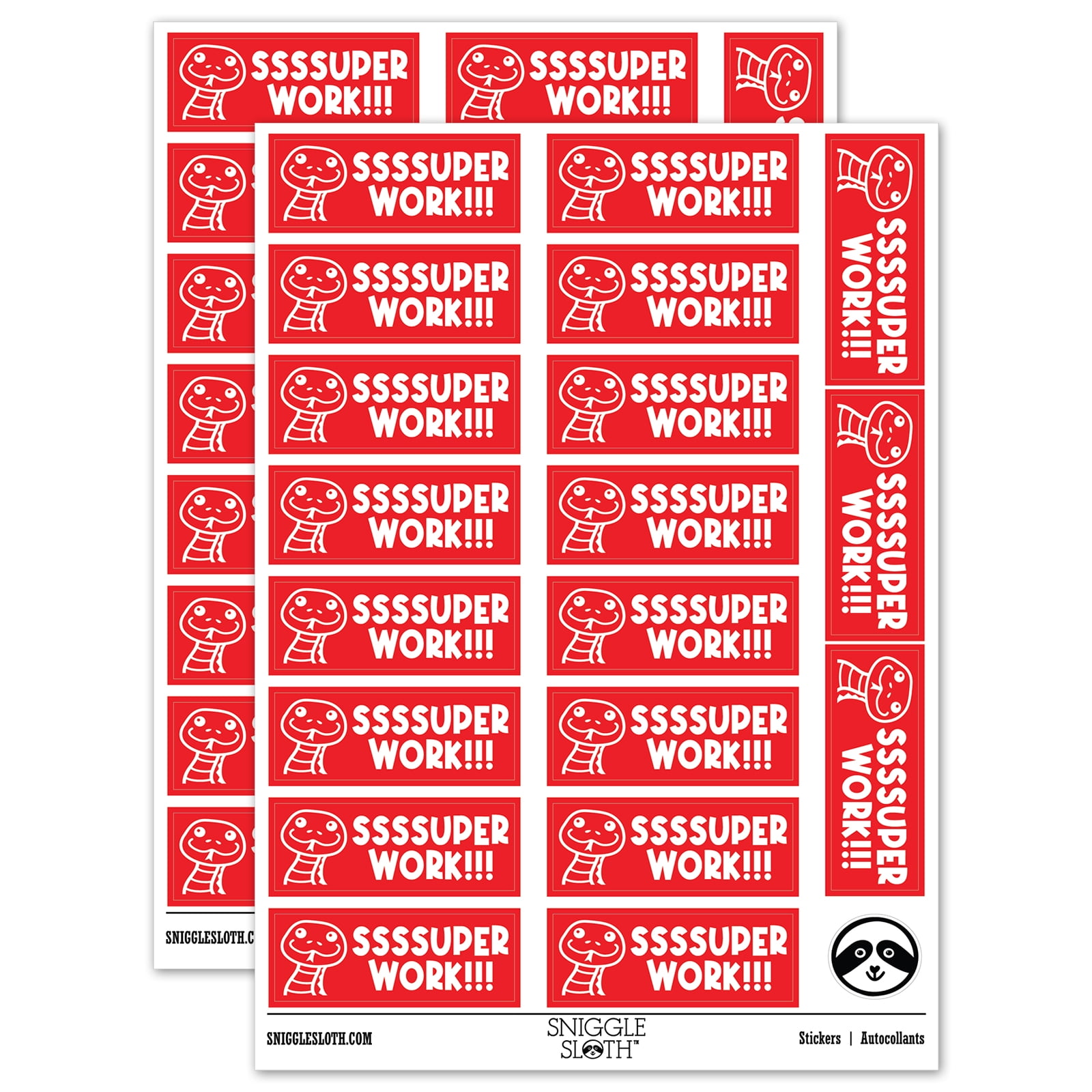 SSSSuper Super Work Snake Teacher Student School Sticker Set - Red ...