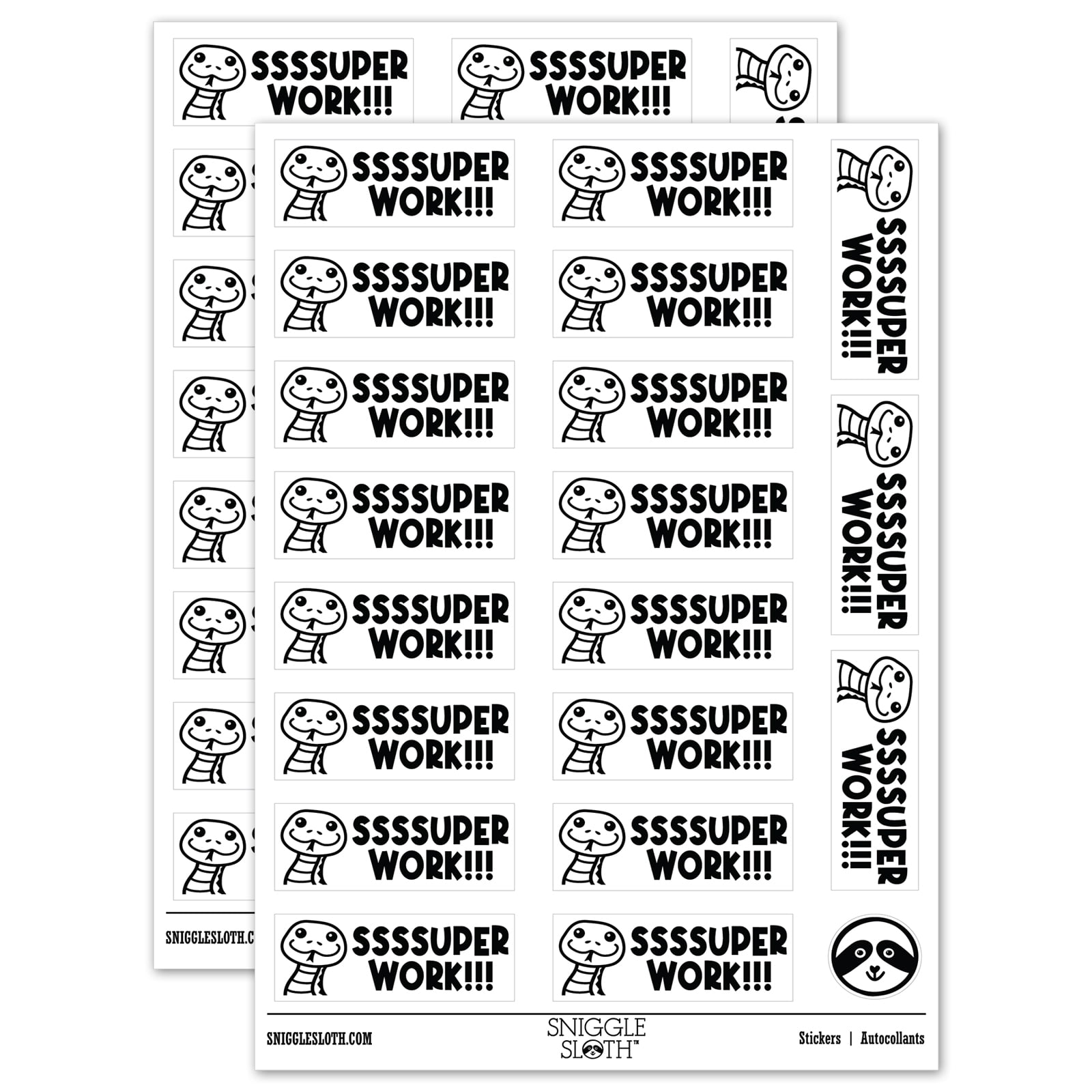 SSSSuper Super Work Snake Teacher Student School Sticker Set - White ...