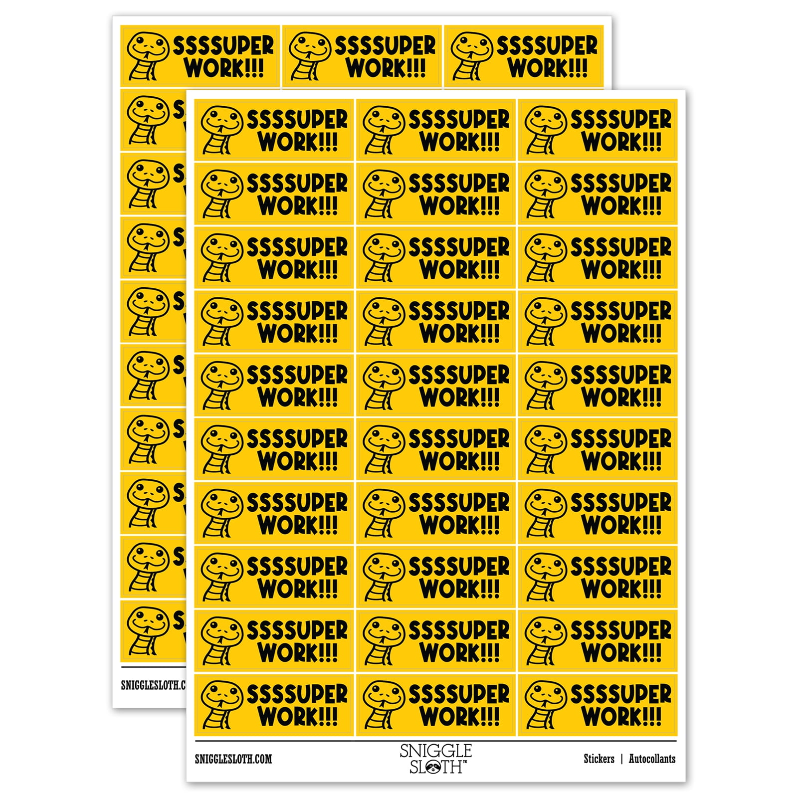 SSSSuper Super Work Snake Teacher Student School Sticker Set - Yellow ...